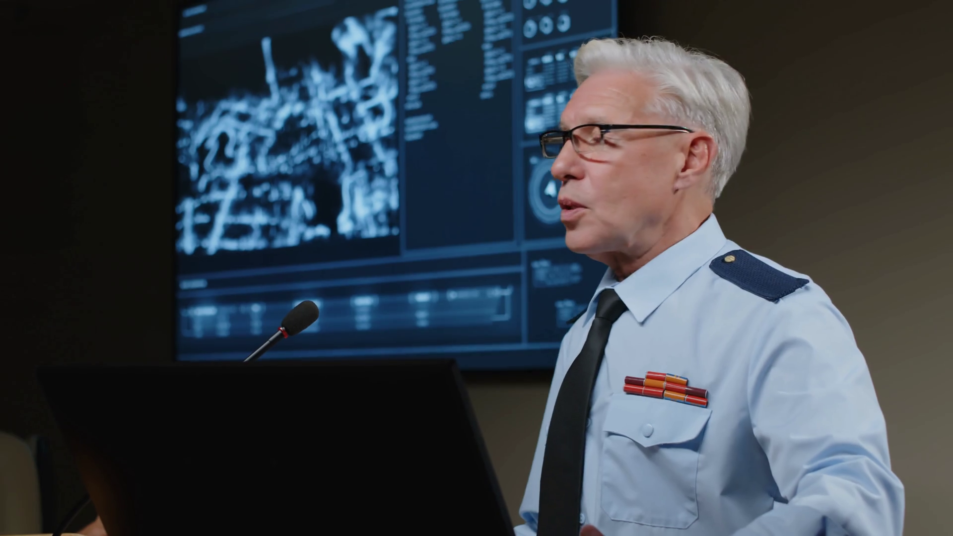 Senior General Pointing At Video On Screen Stock Footage SBV-348723168 ...