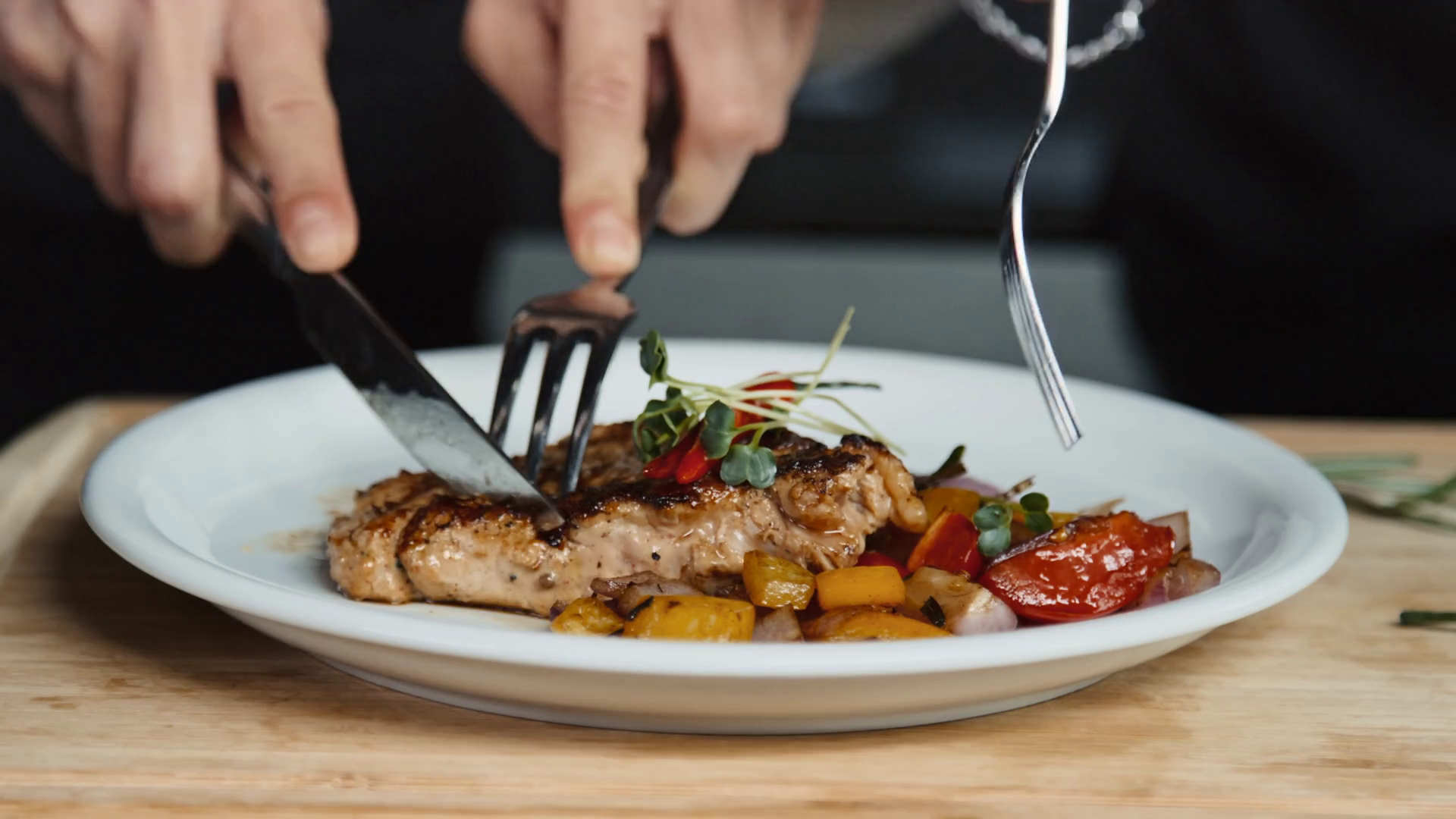 Close Up Shot Of Hands Of Two Chefs Eating Stock Footage SBV-348801022 ...