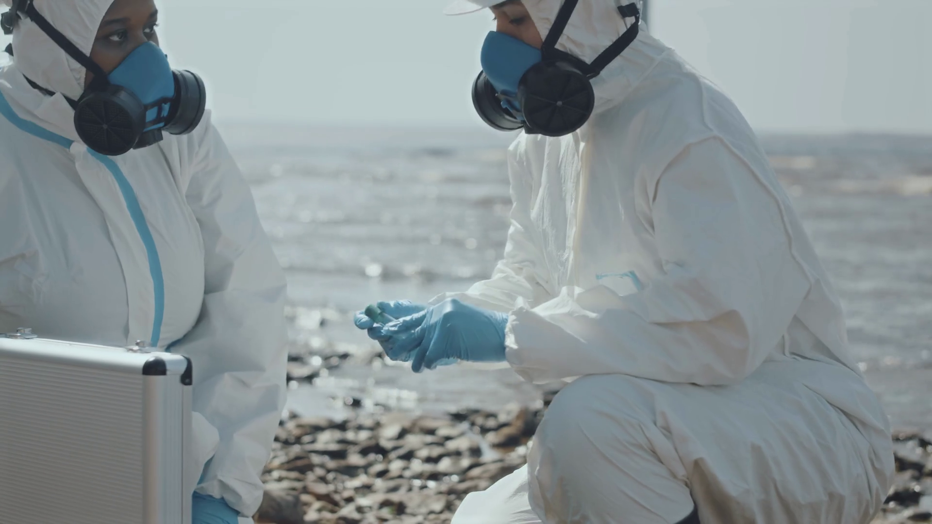 Two Female Ecologists Wearing Protective Stock Footage SBV-347803367 ...
