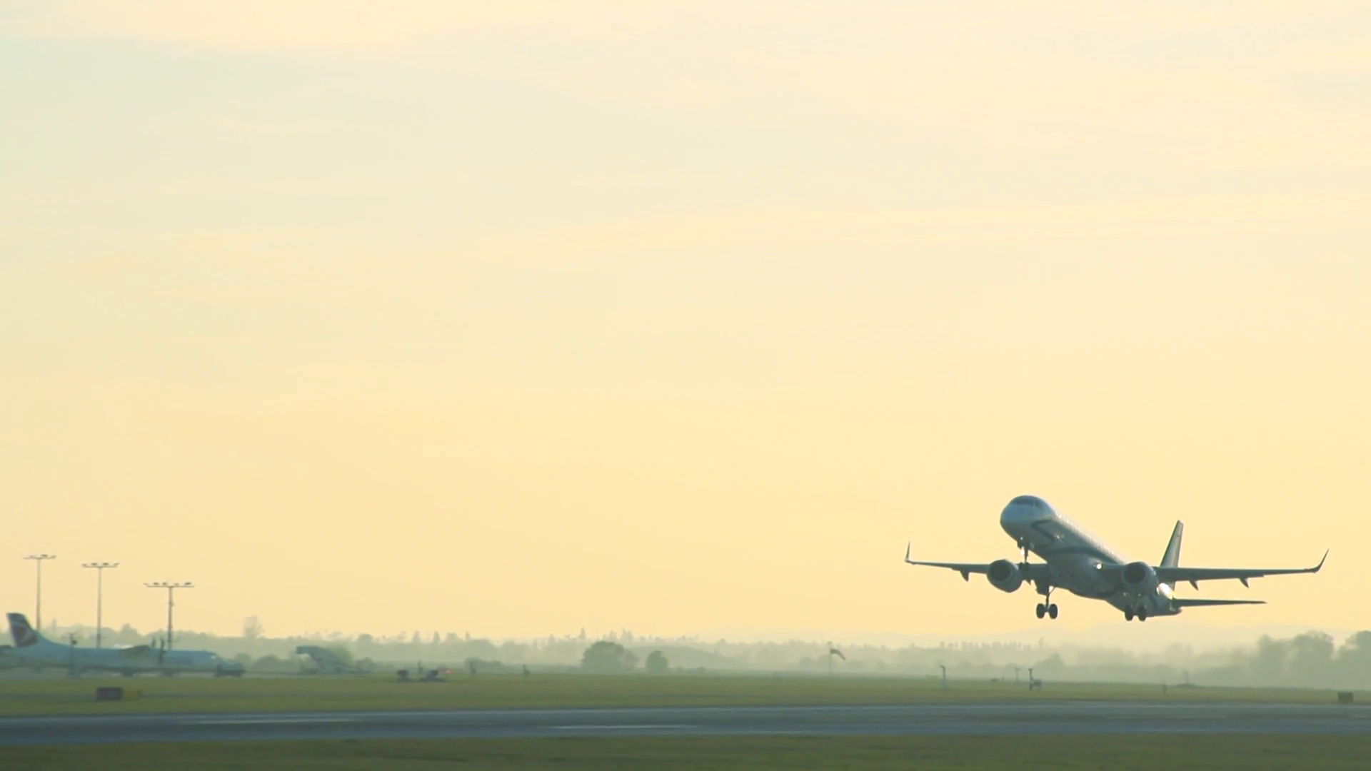 Slowmotion Airplane Takes Off Fly Away On Sky Stock Footage SBV ...