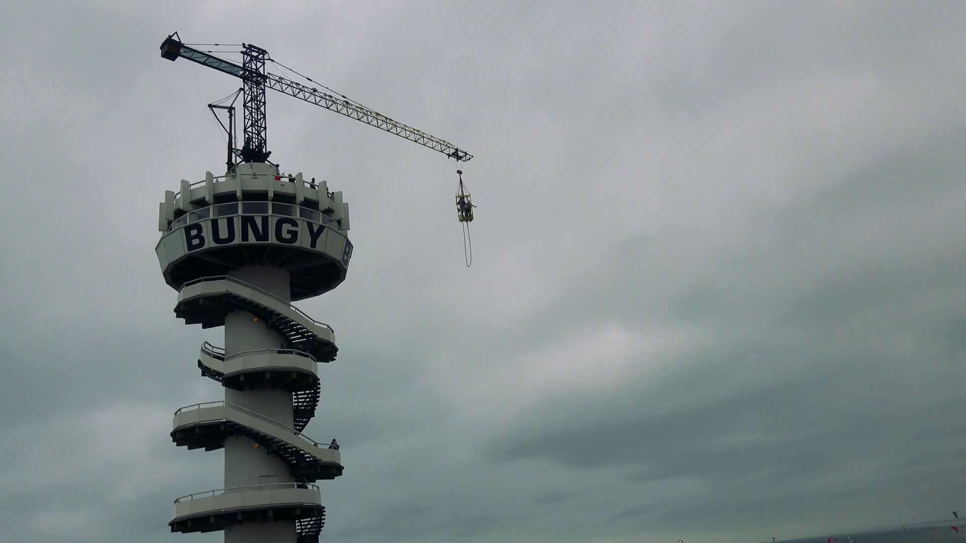 A Person Bungee Jumps From Crane Then Swings Stock Footage SBV ...