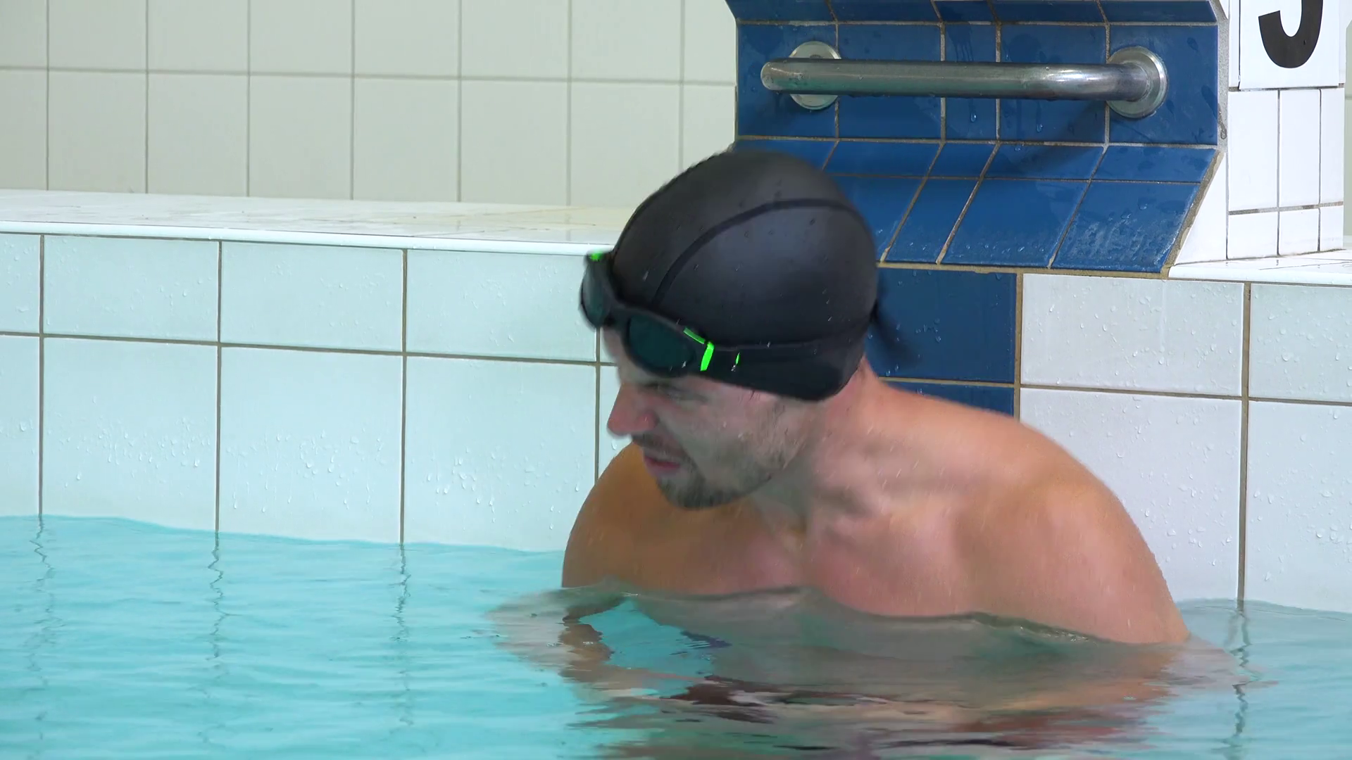 A Professional Swimmer Is Upset In Indoor Stock Footage SBV-328235226 ...