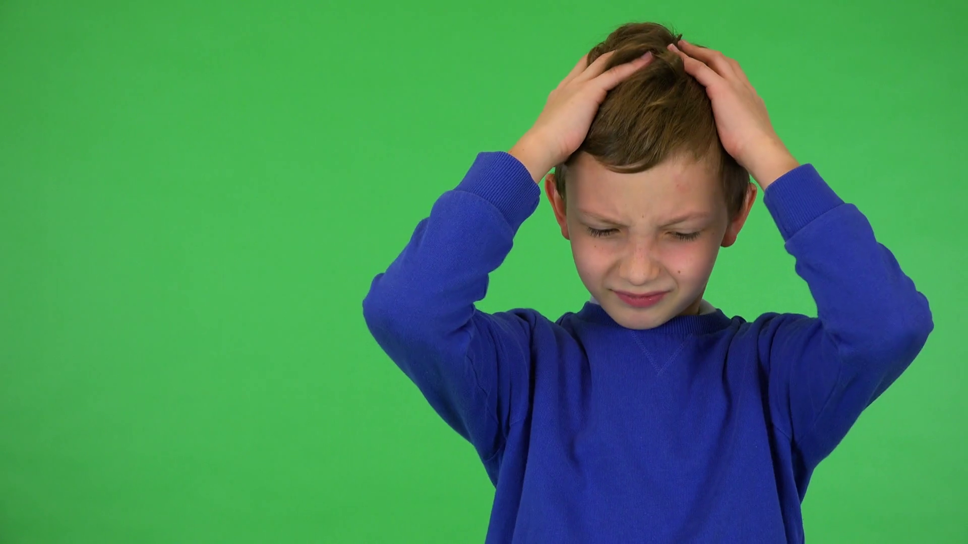 A Young Cute Boy Hears Piercing Noise Frowns Stock Footage SBV ...