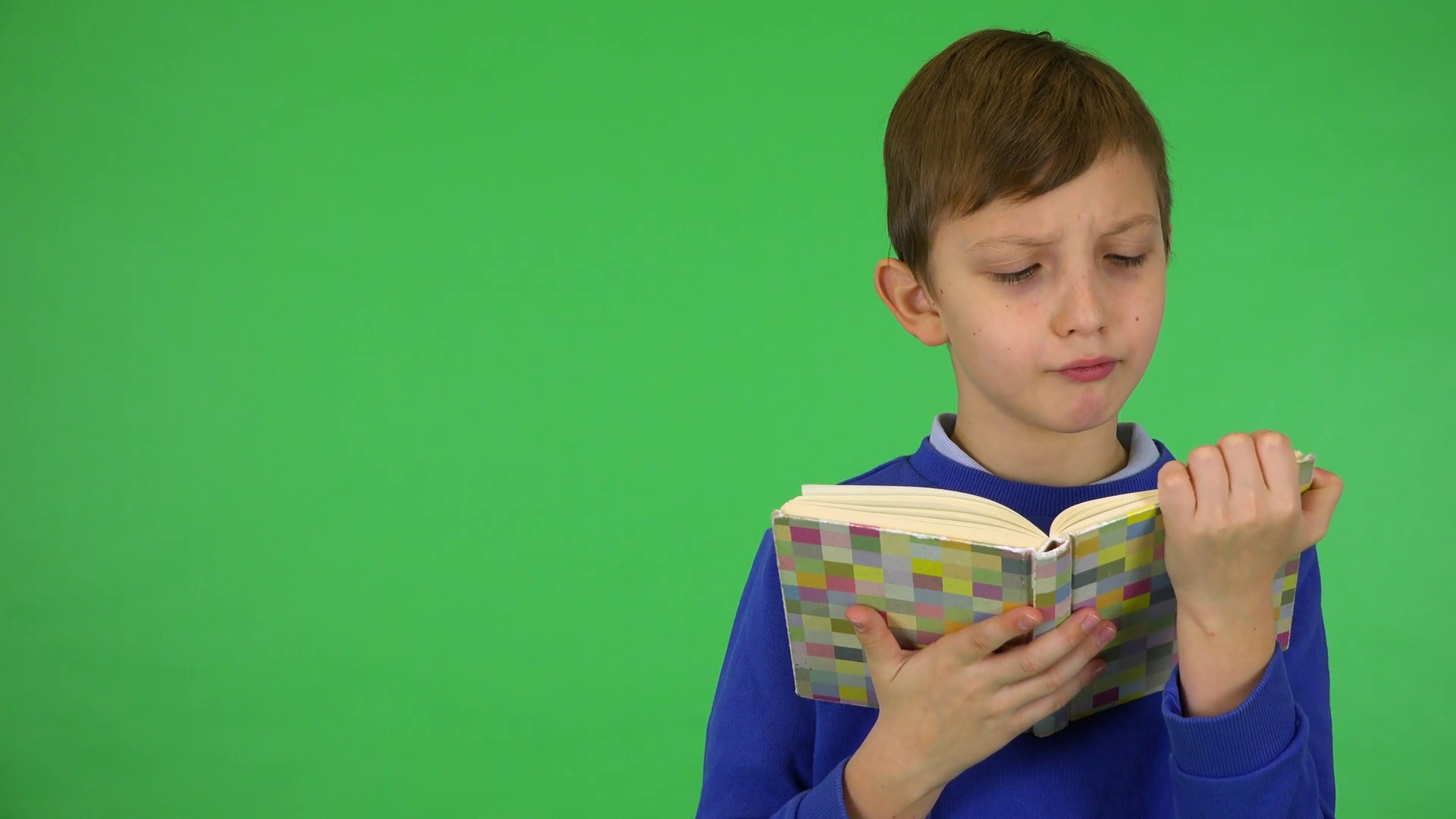 A Young Child Reads Book - Green Screen Stock Footage SBV-337164656 ...