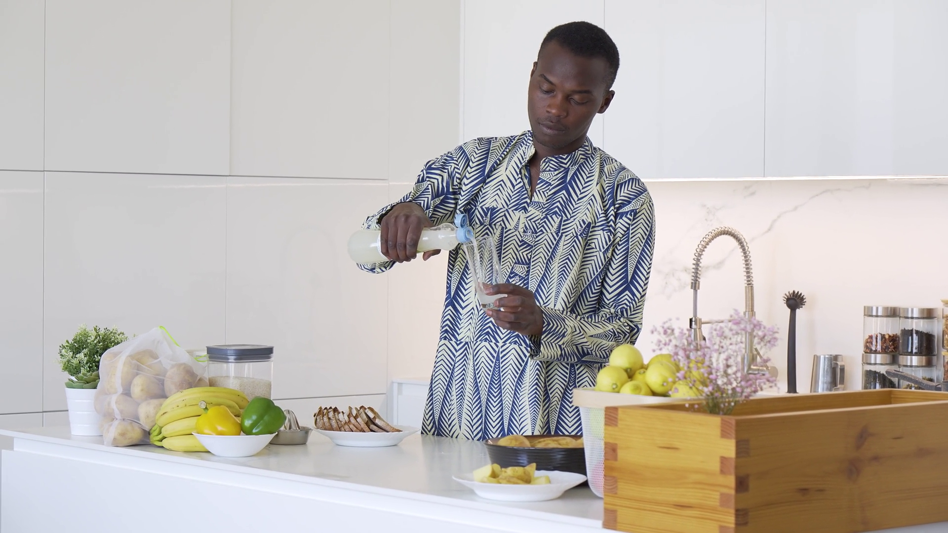 A Black Man Pours Lemon Juice Concentrate Stock Footage SBV-347727259 ...