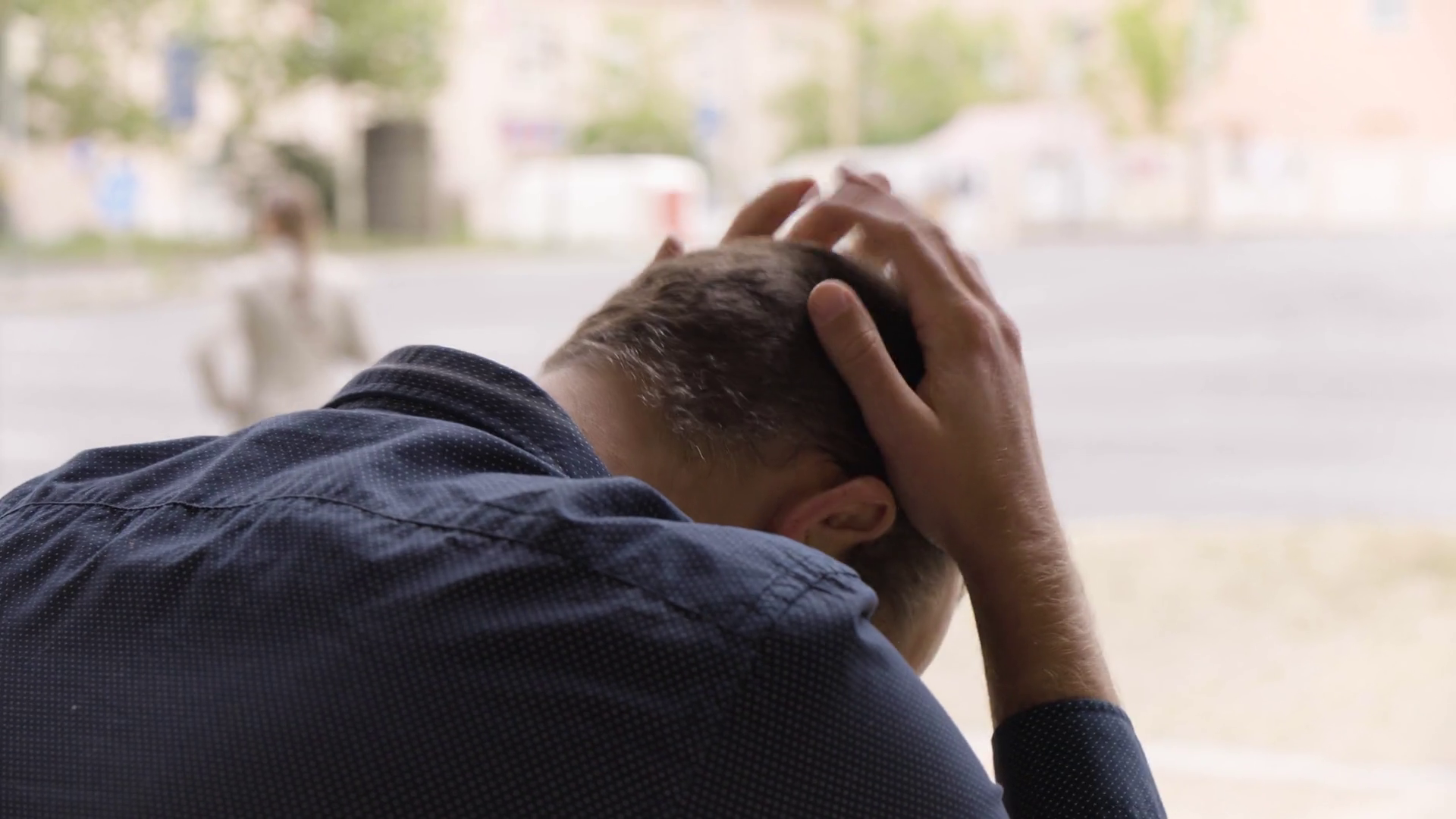 A Caucasian Man Acts Desperate Sits In Stock Footage SBV-346891099 ...