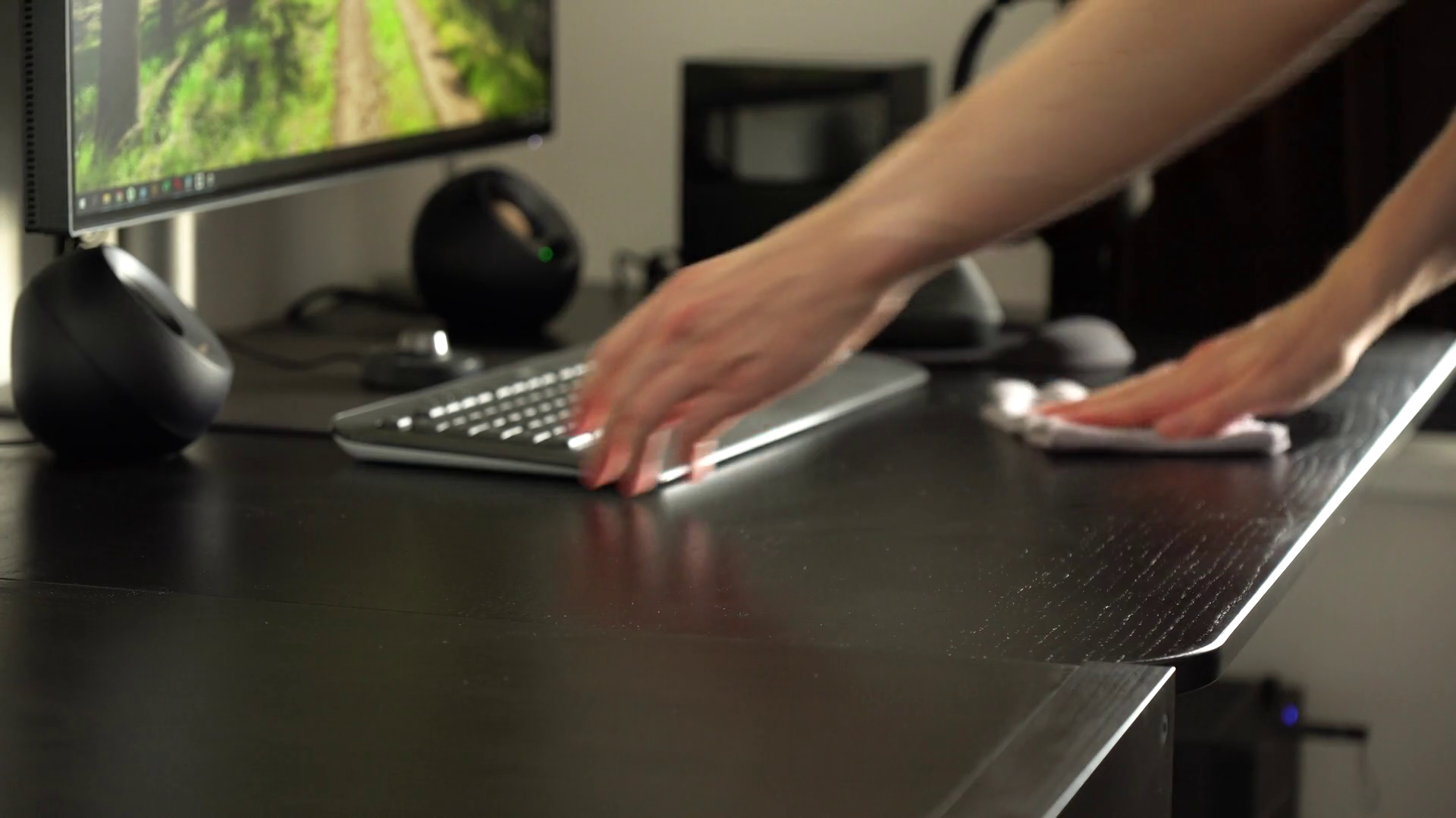 A Man Wipes Office Table With Cloth Cleans Stock Footage SBV-347512717 ...