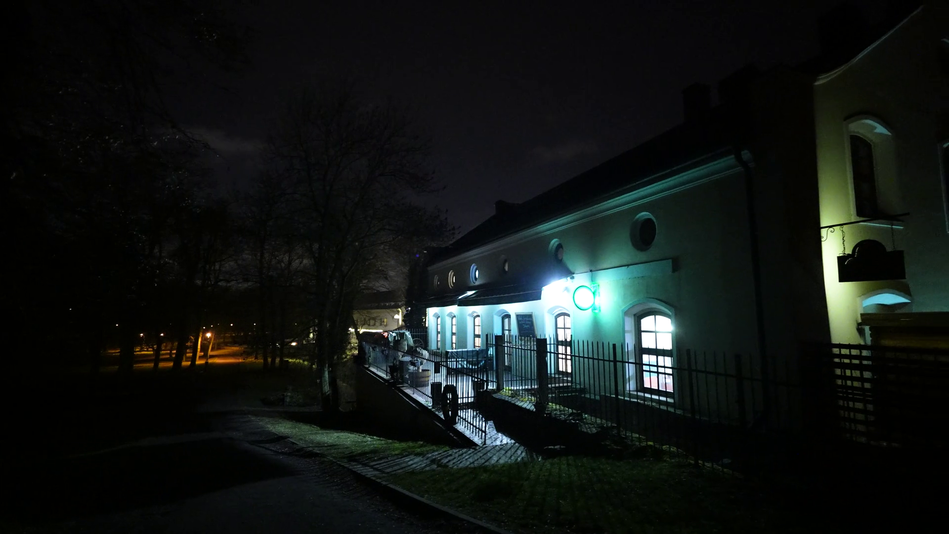 The Illuminated Back Of Restaurant At Night Stock Footage SBV-347664933 ...