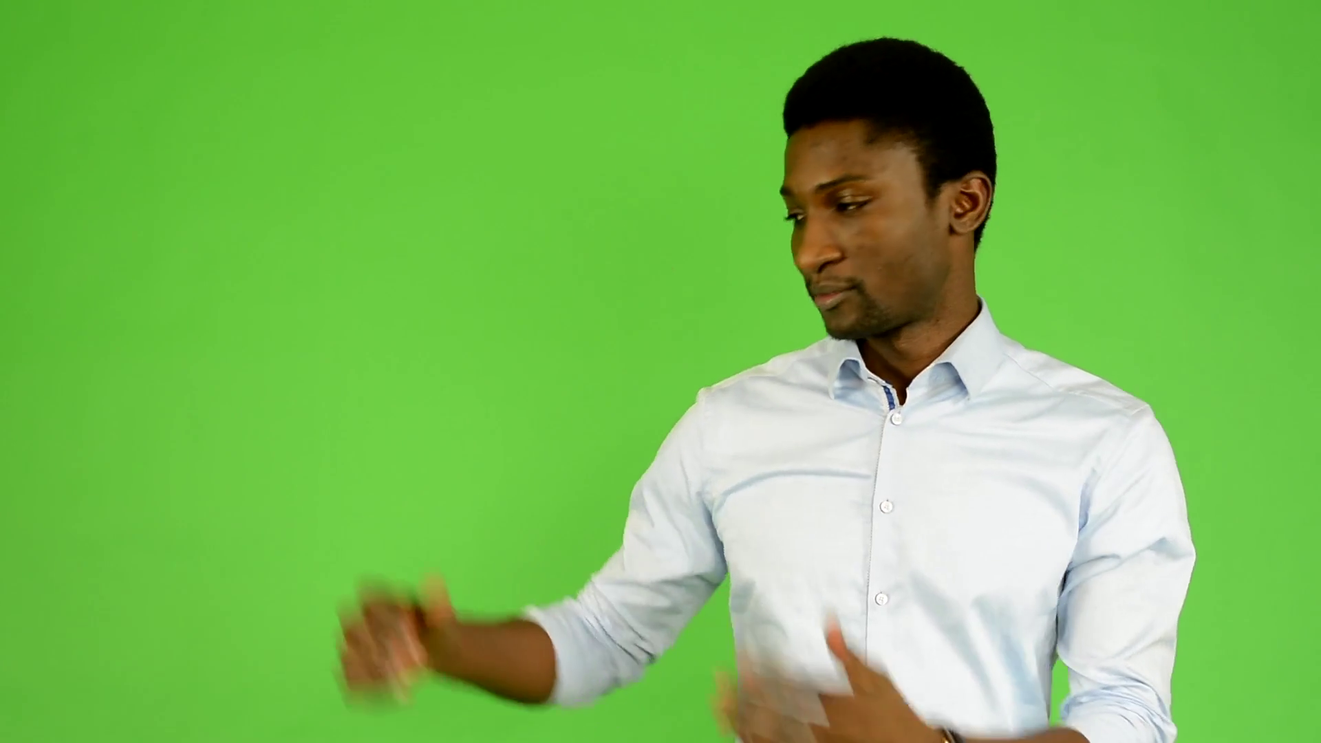 young handsome black man introduce - green screen - studio Stock Video ...