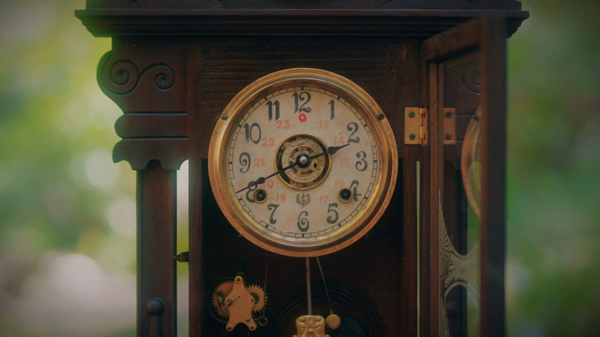 Antique Wooden Pendulum Clock In Forest Stock Footage SBV-348502574 ...