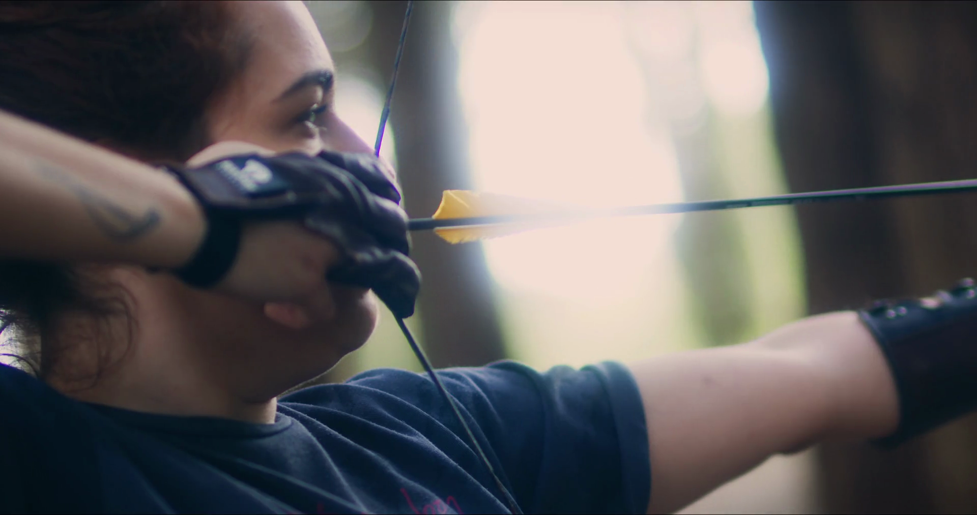 Archery Woman Holds Bow Close Up Shot Stock Footage SBV-347763561 ...