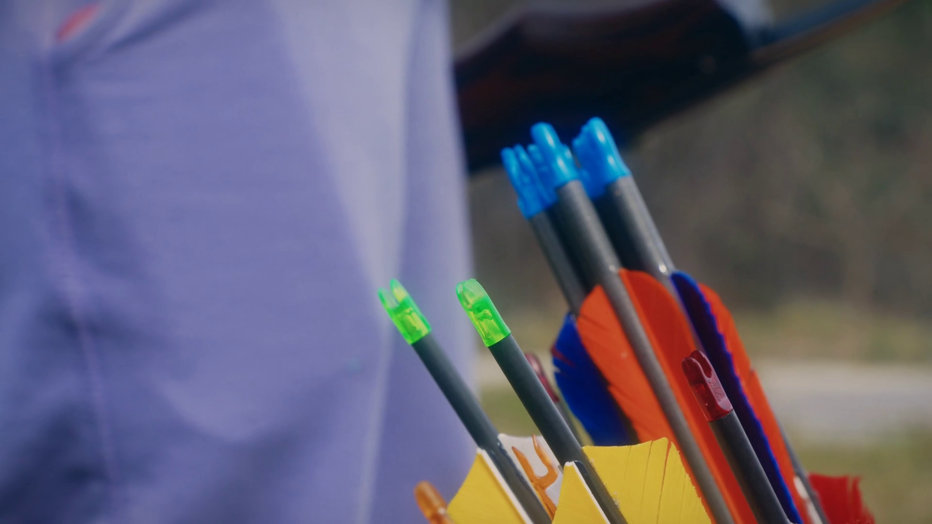 Archery Woman Picks Arrow From Wooden Bucket Stock Footage SBV ...