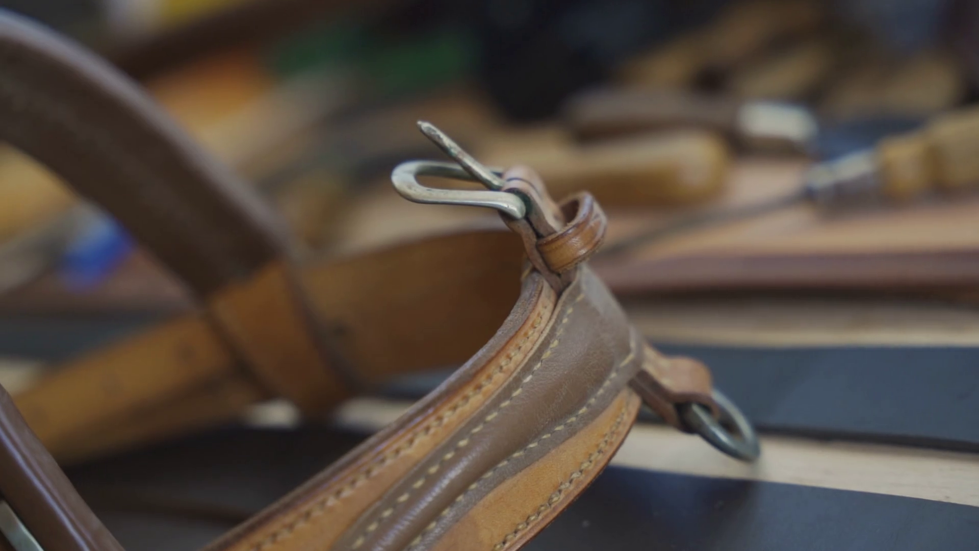 Leather Piece Close Up Shot In Leatherworker Stock Footage SBV ...