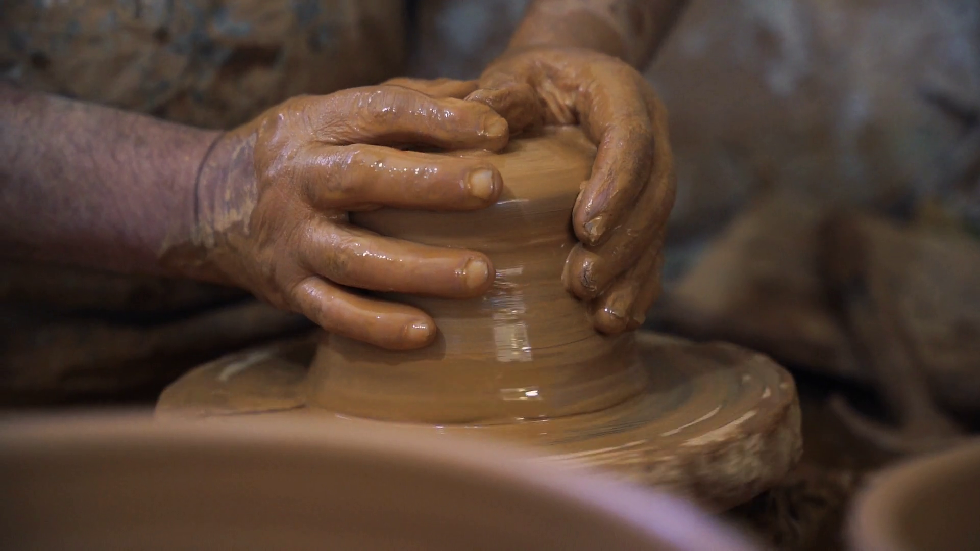 Traditional Eldery Potter Shaping Clay With Stock Footage SBV-347778685 ...