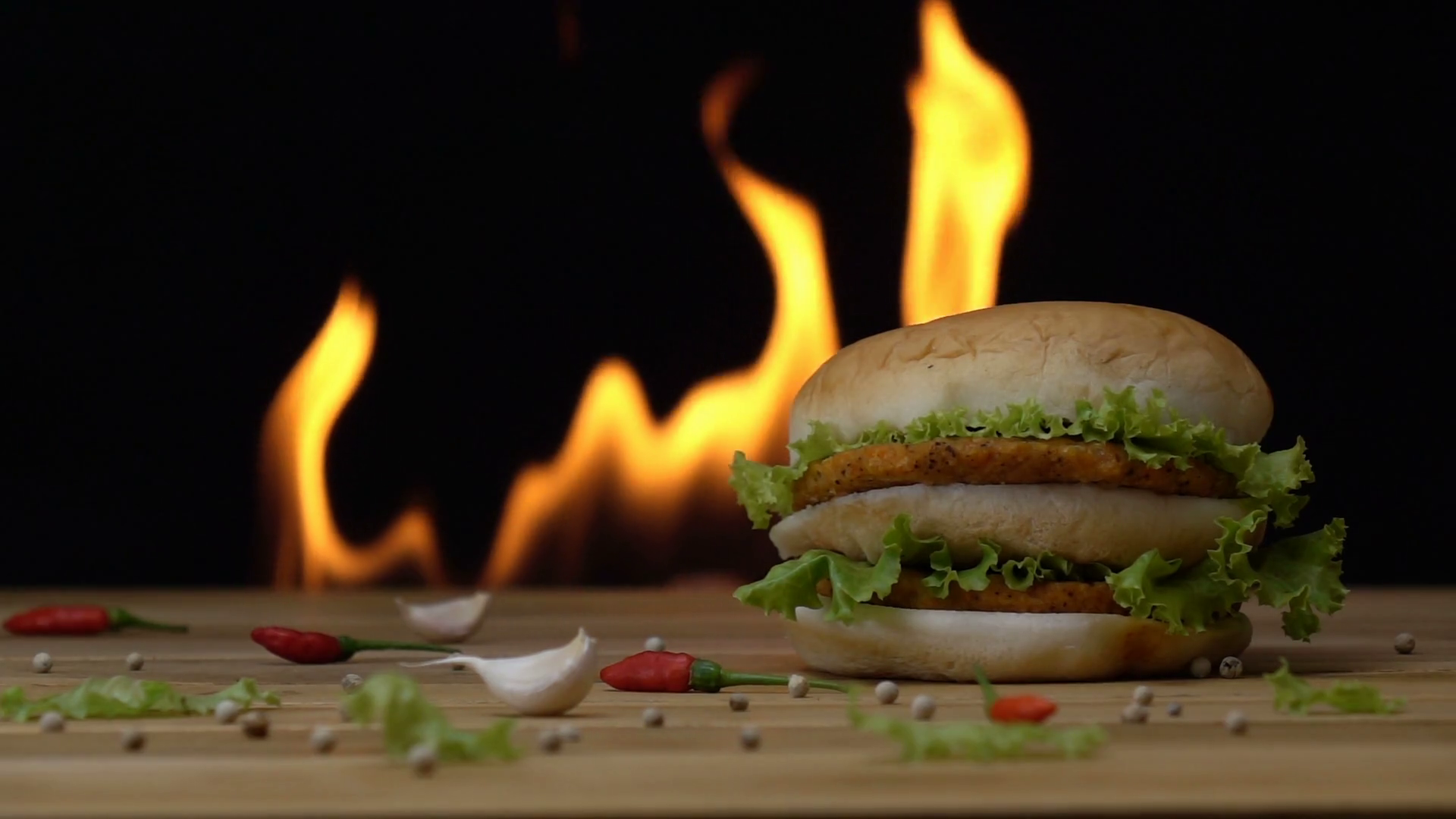 Hamburger Fast Food On Fire Slow Motion Stock Footage SBV-326304348 ...