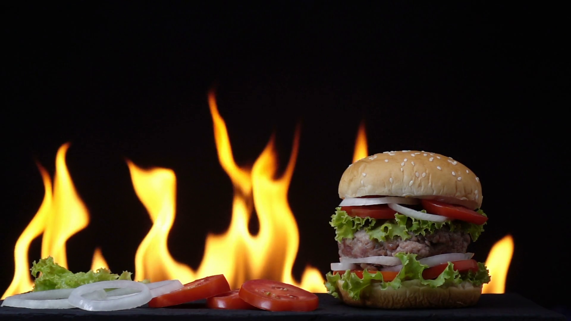 Hamburger Fast Food On Fire Slow Motion Stock Footage SBV-326779214 ...