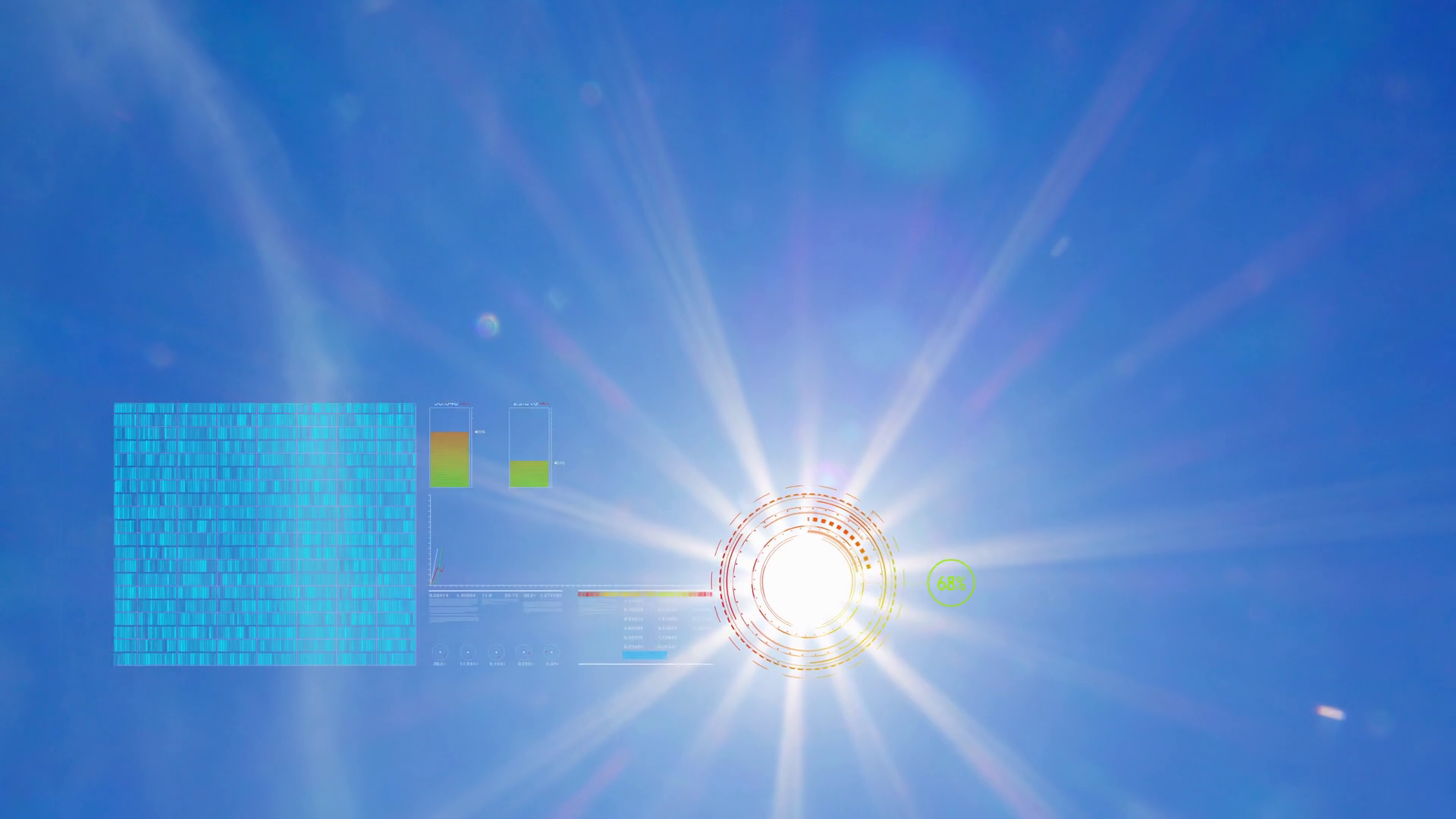 The Sun With Solar Cell Hologram Cloud Sky Stock Motion Graphics SBV ...