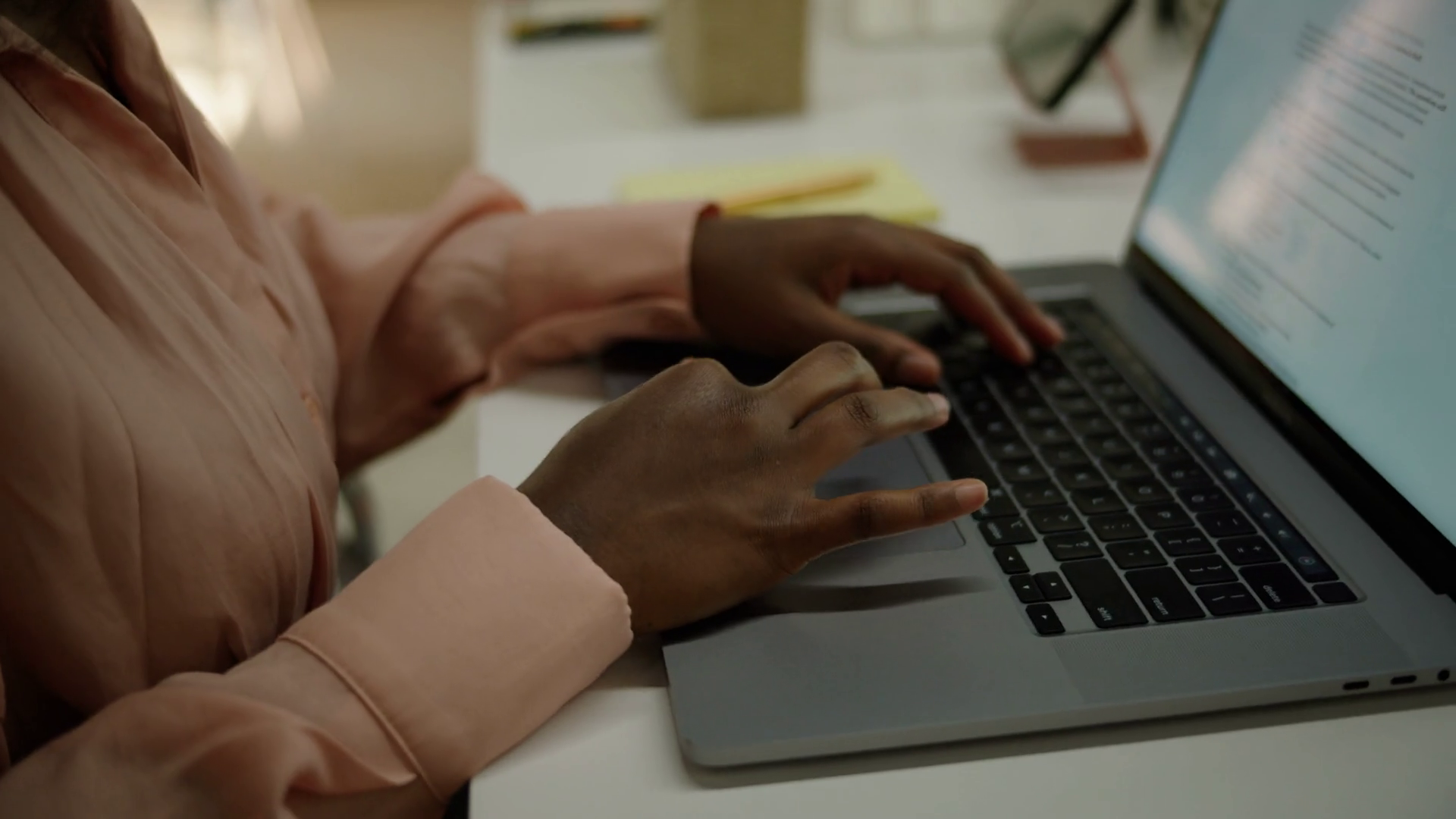 Close-up Shot Of Black Woman Typing On Stock Footage SBV-347050354 ...