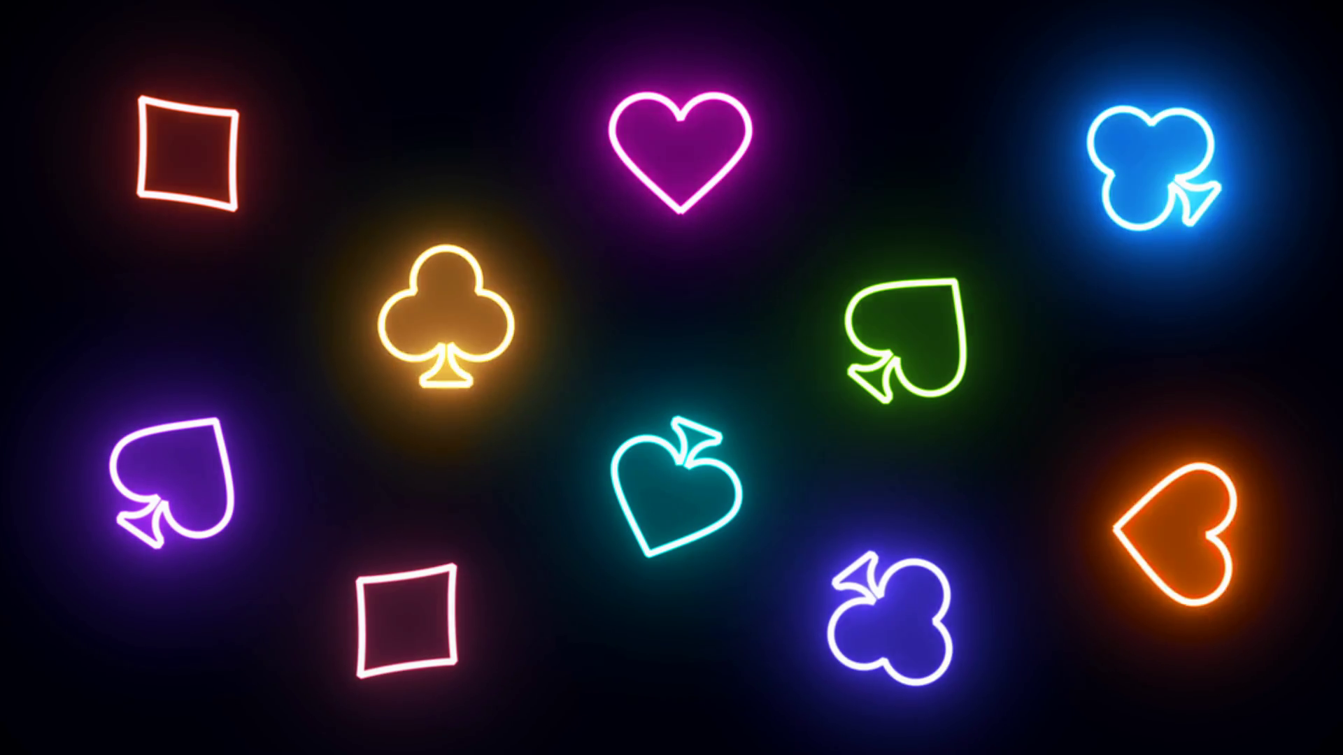 Neon Gambling Animation Of Four Playing Card Stock Motion Graphics SBV ...