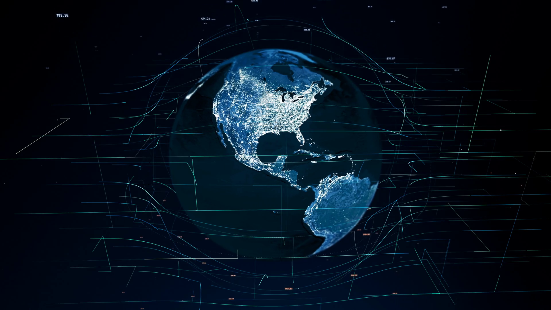 global digital world, abstract 3D rendering of technology global data ...