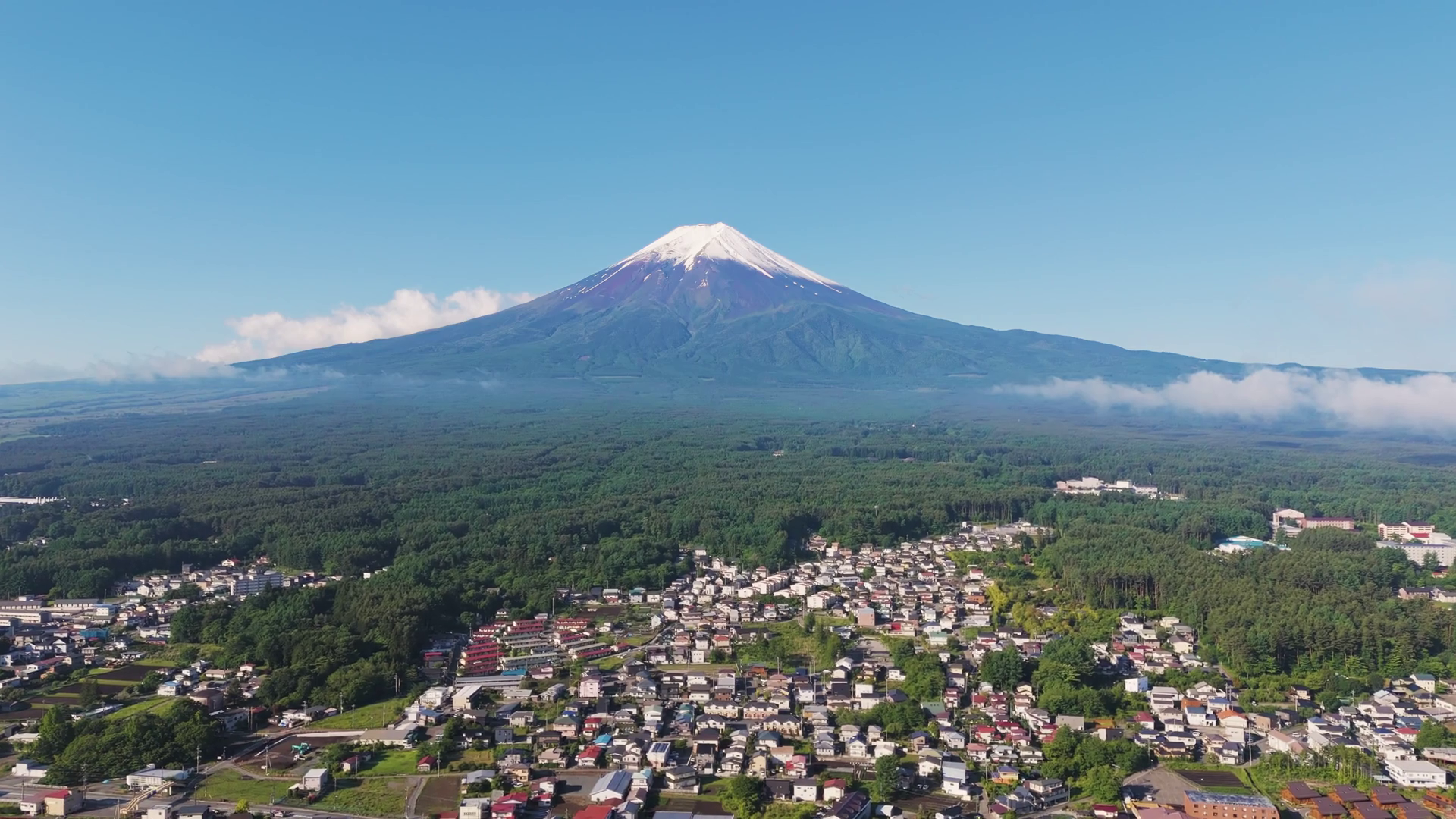 Aerial View Of Mount Fuji Standing Above Stock Footage SBV-351859536 ...