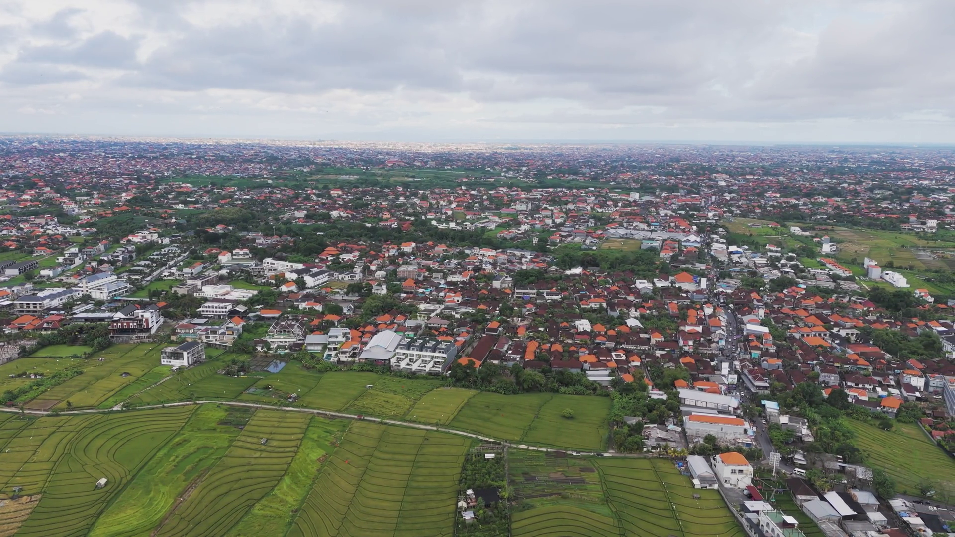 Aerial View Of Rice Fields Cityscape In Bali Stock Footage SBV ...