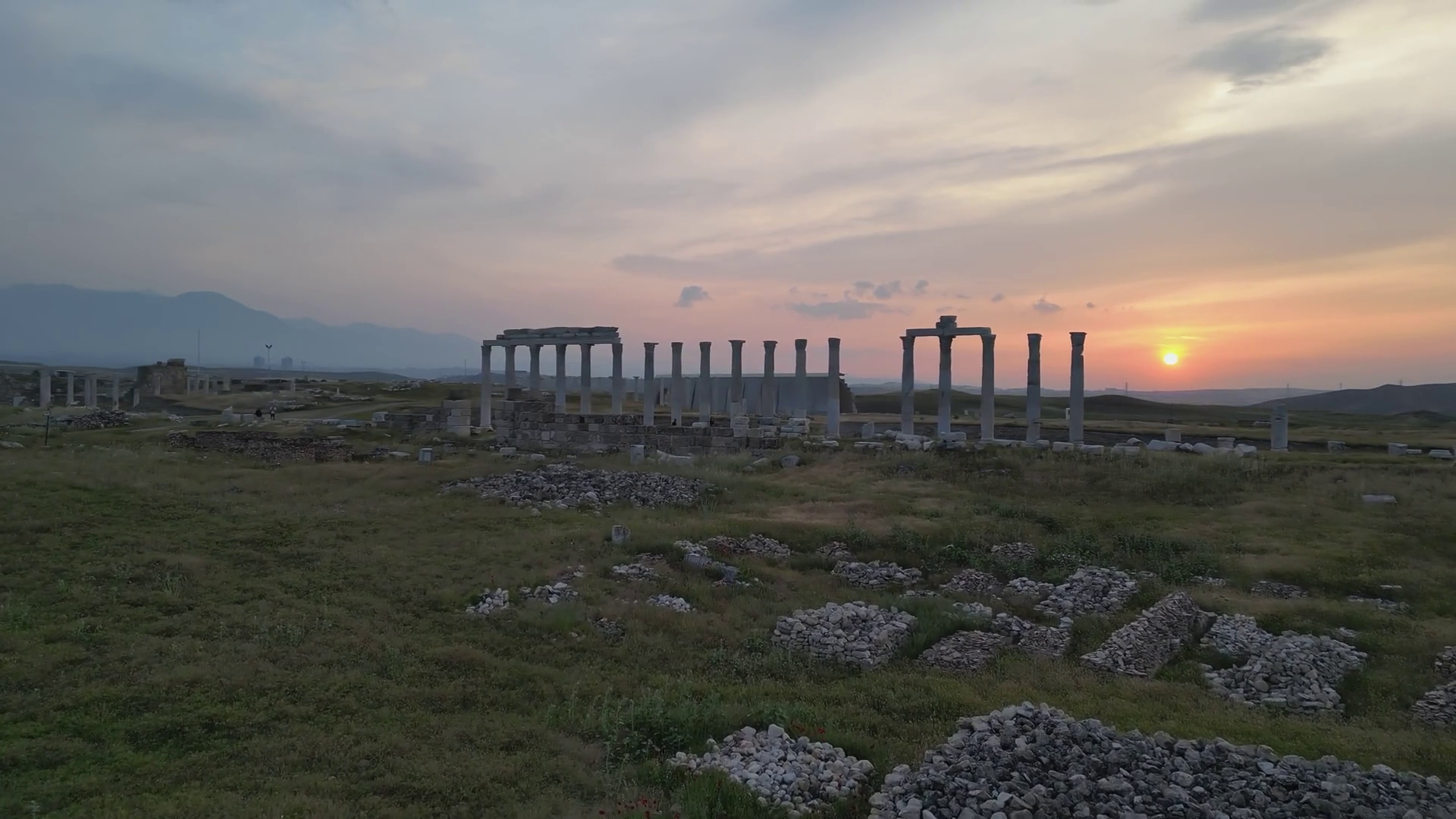 Laodicea's Roman Columns At Golden Hour From Stock Footage SBV ...