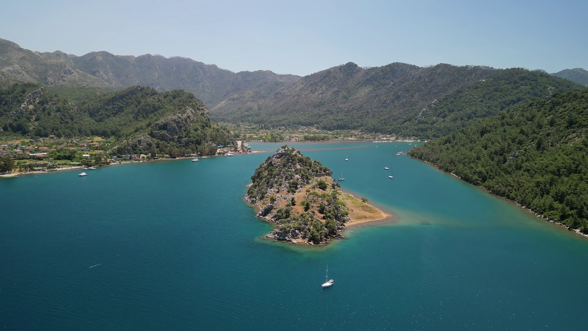 Orhaniye Island In Turkiye Seen From Drone Stock Footage SBV-352625106 ...