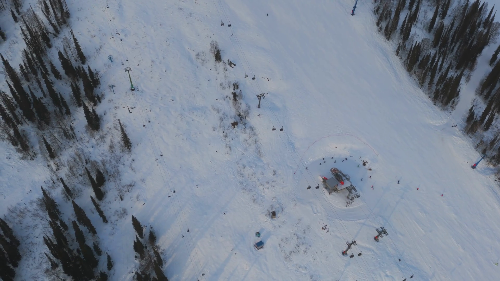 Aerial View Of Busy Sheregesh Ski Area Stock Footage SBV-352790601 ...