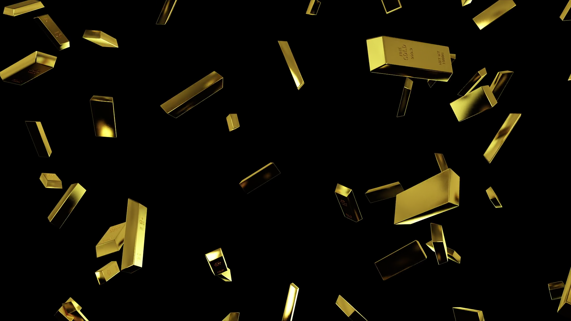 Falling Gold Bars In Slow Motion On Black Stock Motion Graphics SBV ...