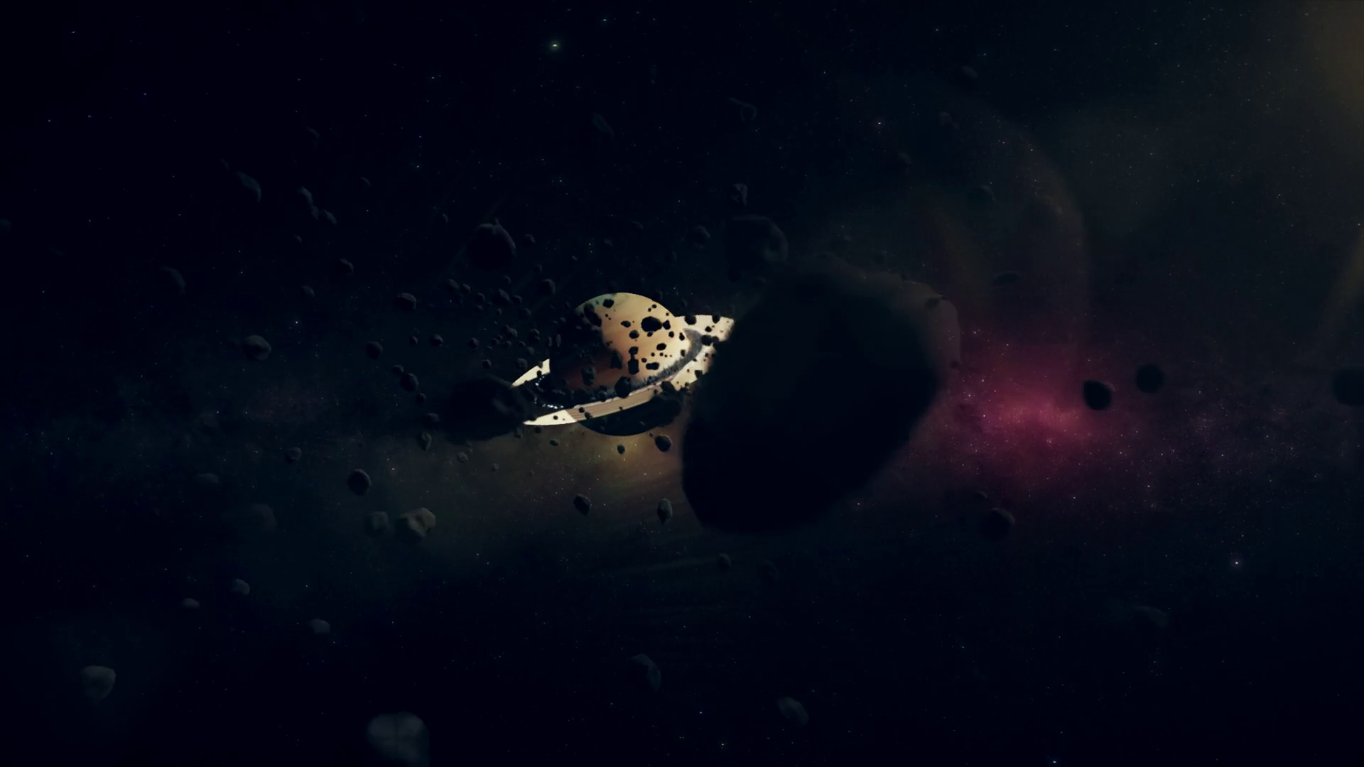 Planet Saturn In Outer Space City Located Stock Motion Graphics SBV ...