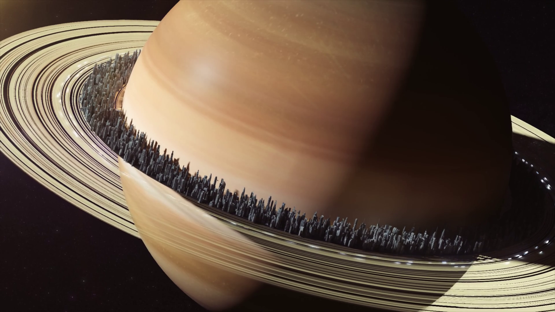 Planet Saturn In Outer Space City Located Stock Motion Graphics SBV-348363530 - Storyblocks