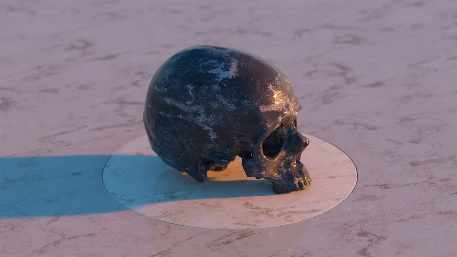 Human Skull Rotates Flips On Platform Black Stock Motion Graphics SBV ...