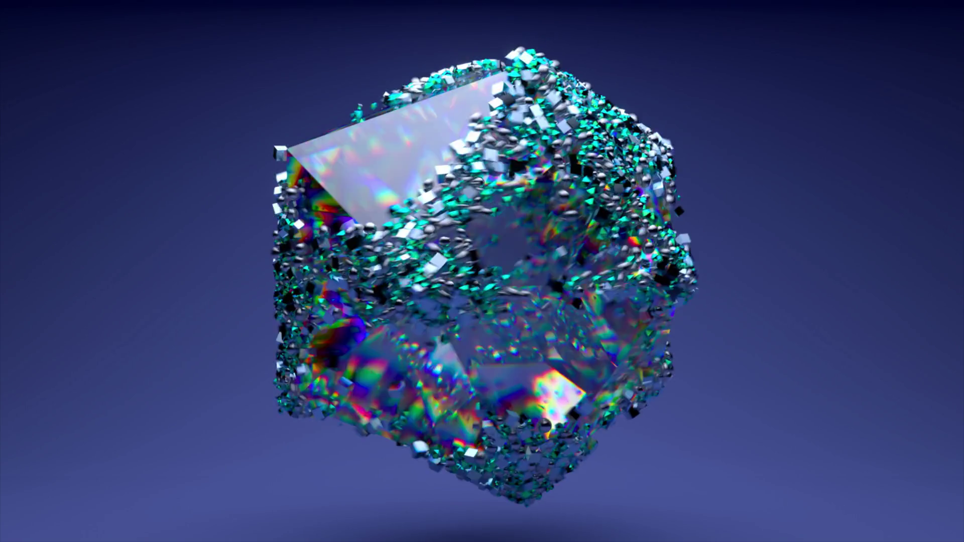 Diamond Polyhedral Sphere Rotates Blue Neon Stock Motion Graphics SBV ...