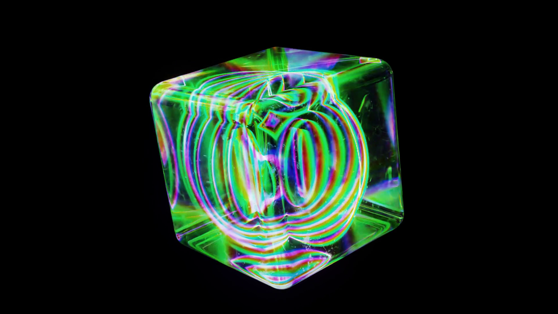 Green Transparent Neon Cube Rotates On Black Stock Motion Graphics SBV ...