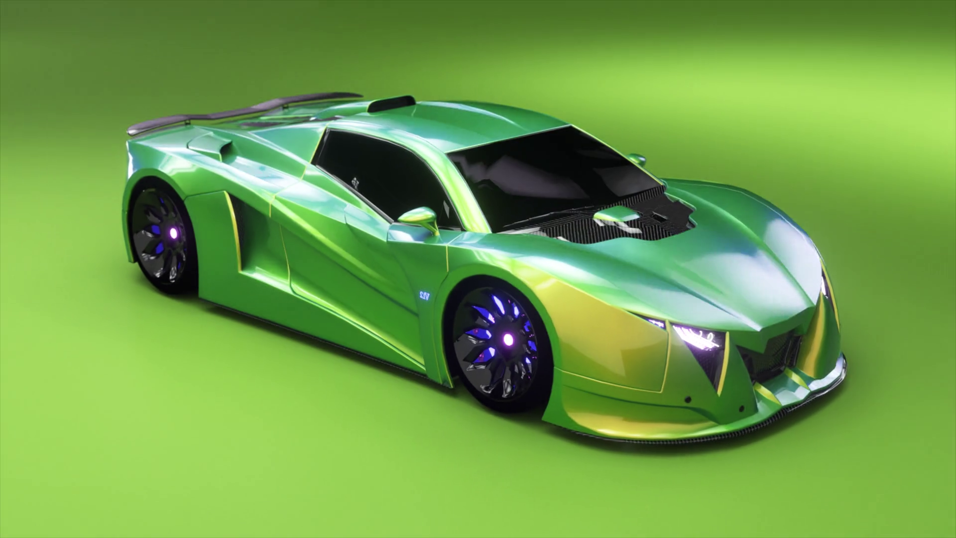 Green Supercar With Fluid Design Lines In 3d Stock Motion Graphics SBV ...