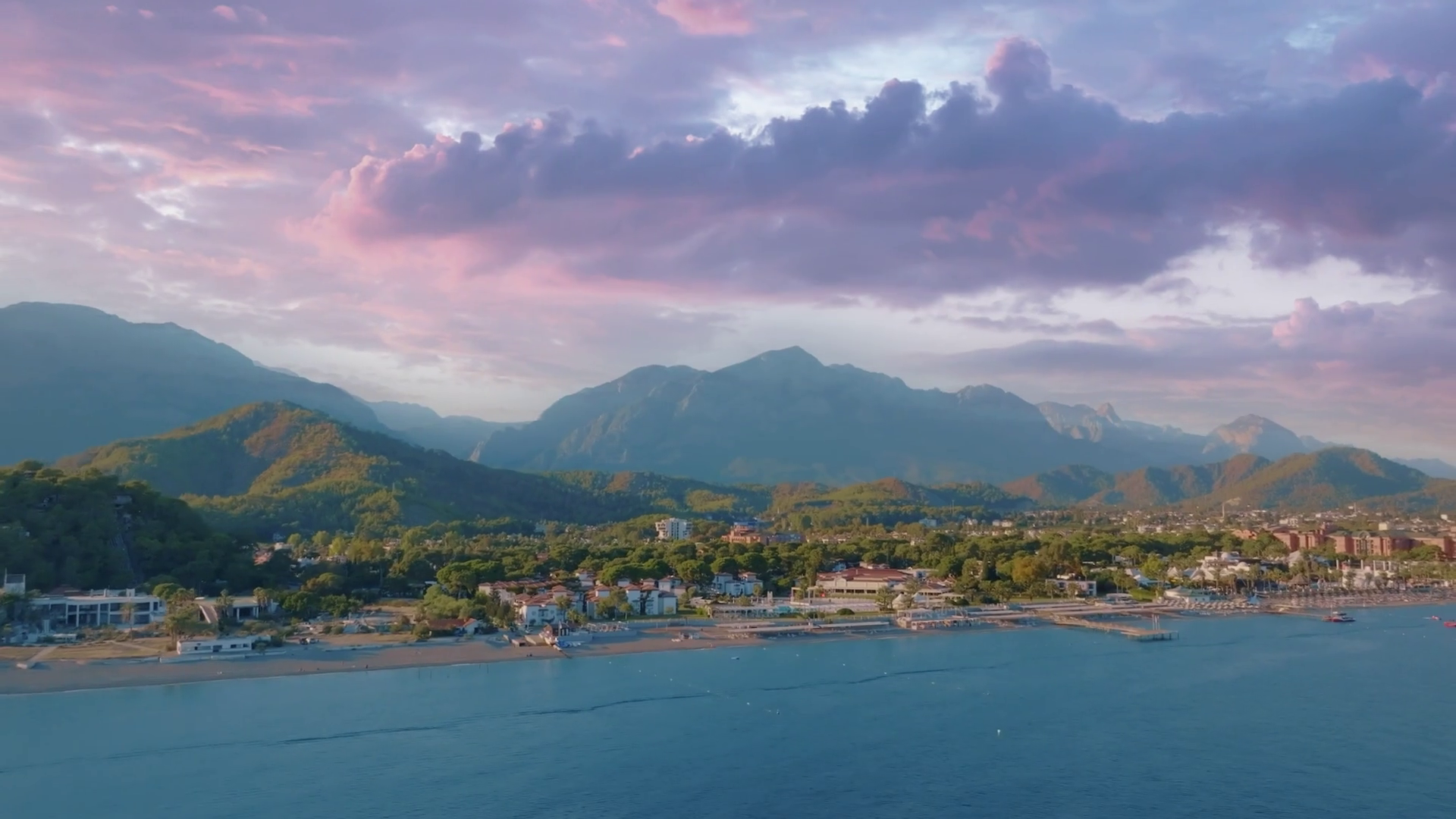 Beautiful Sunset Over Coastal Resort Town Stock Footage SBV-348366027 ...