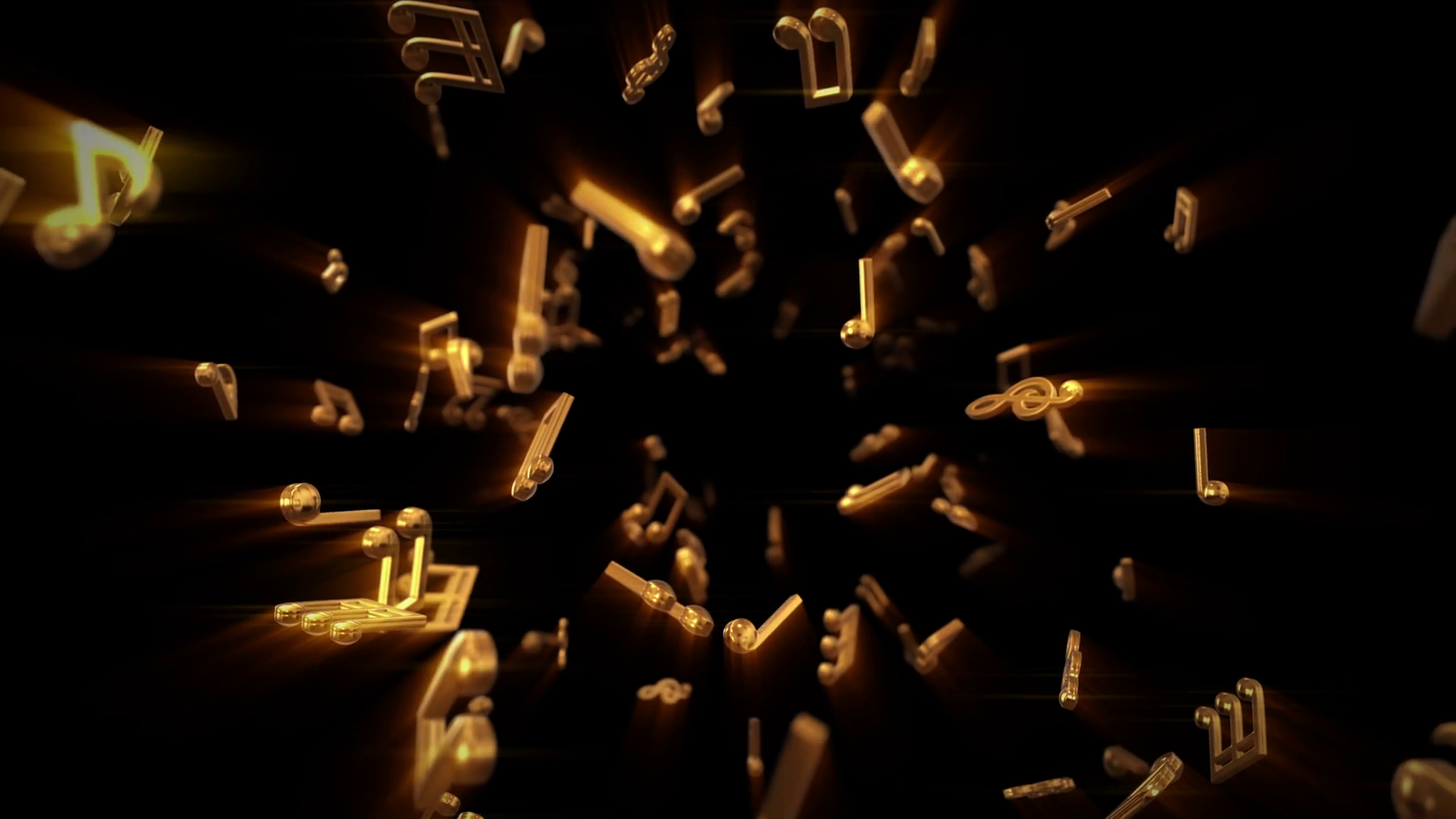 Abstract Flow Of Golden Musical Notes Flying Stock Motion Graphics SBV ...