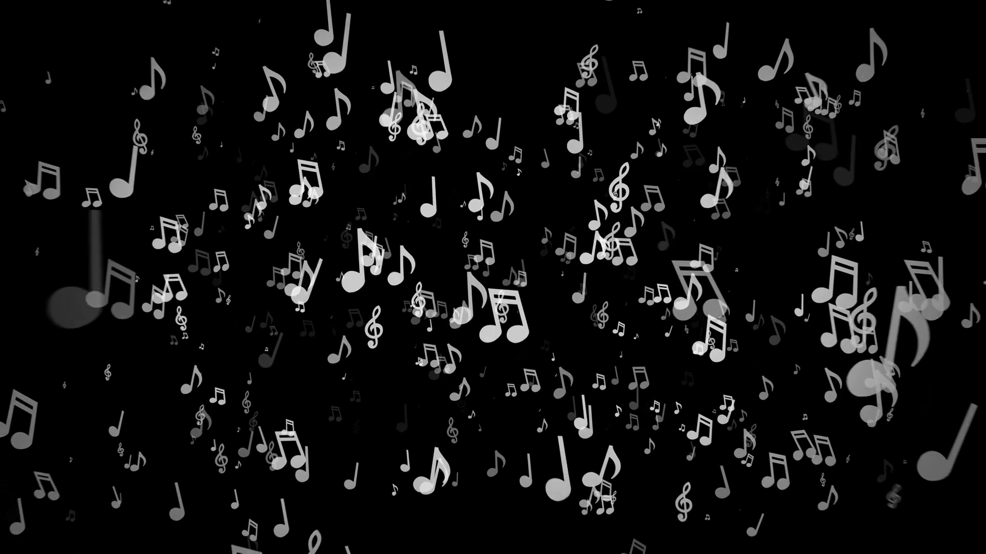 White Musical Notes Move To Camera On Black Stock Motion Graphics SBV ...