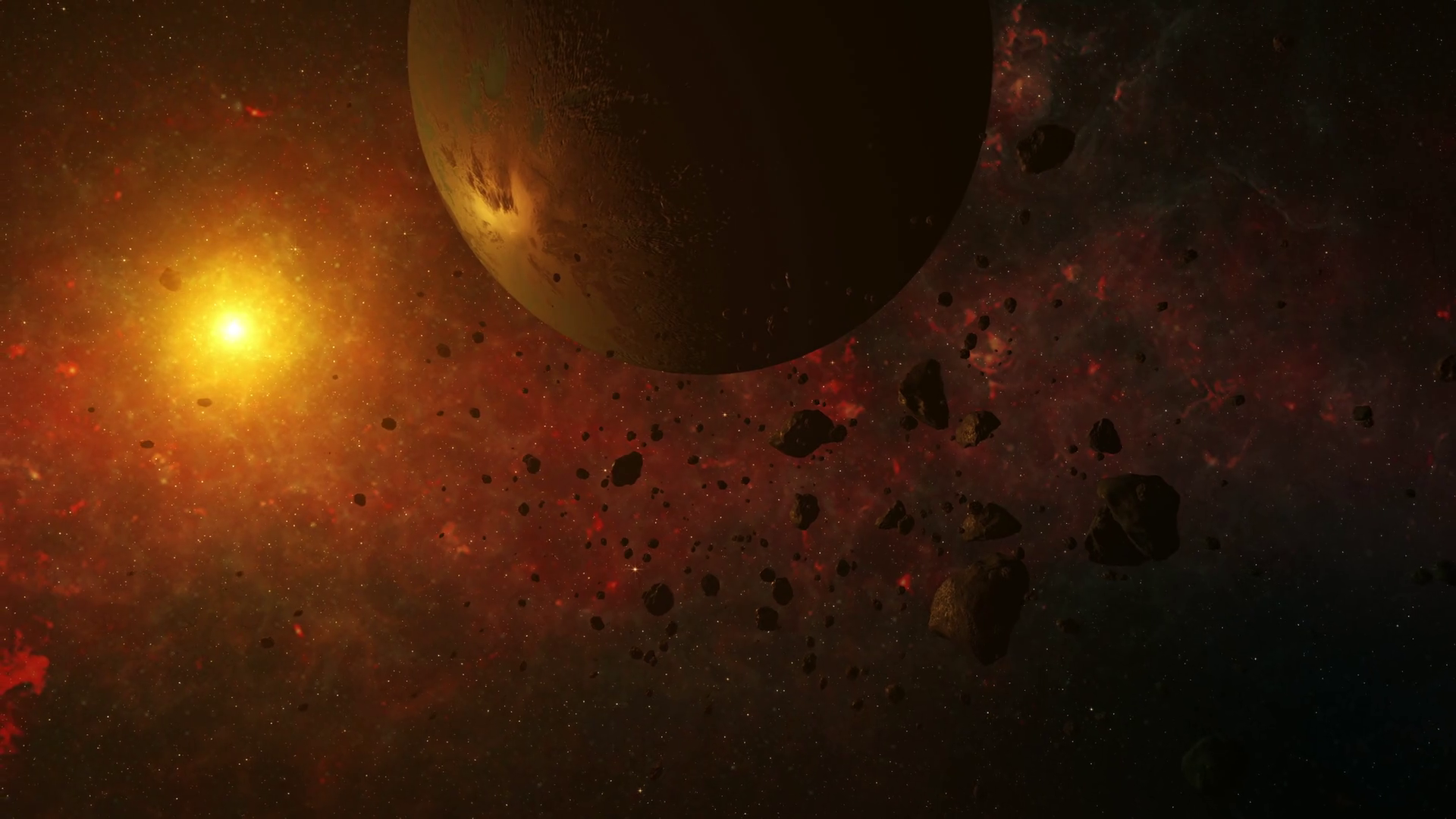 Flying In Space Amongst Asteroids Planets Stock Motion Graphics SBV-348392137 - Storyblocks