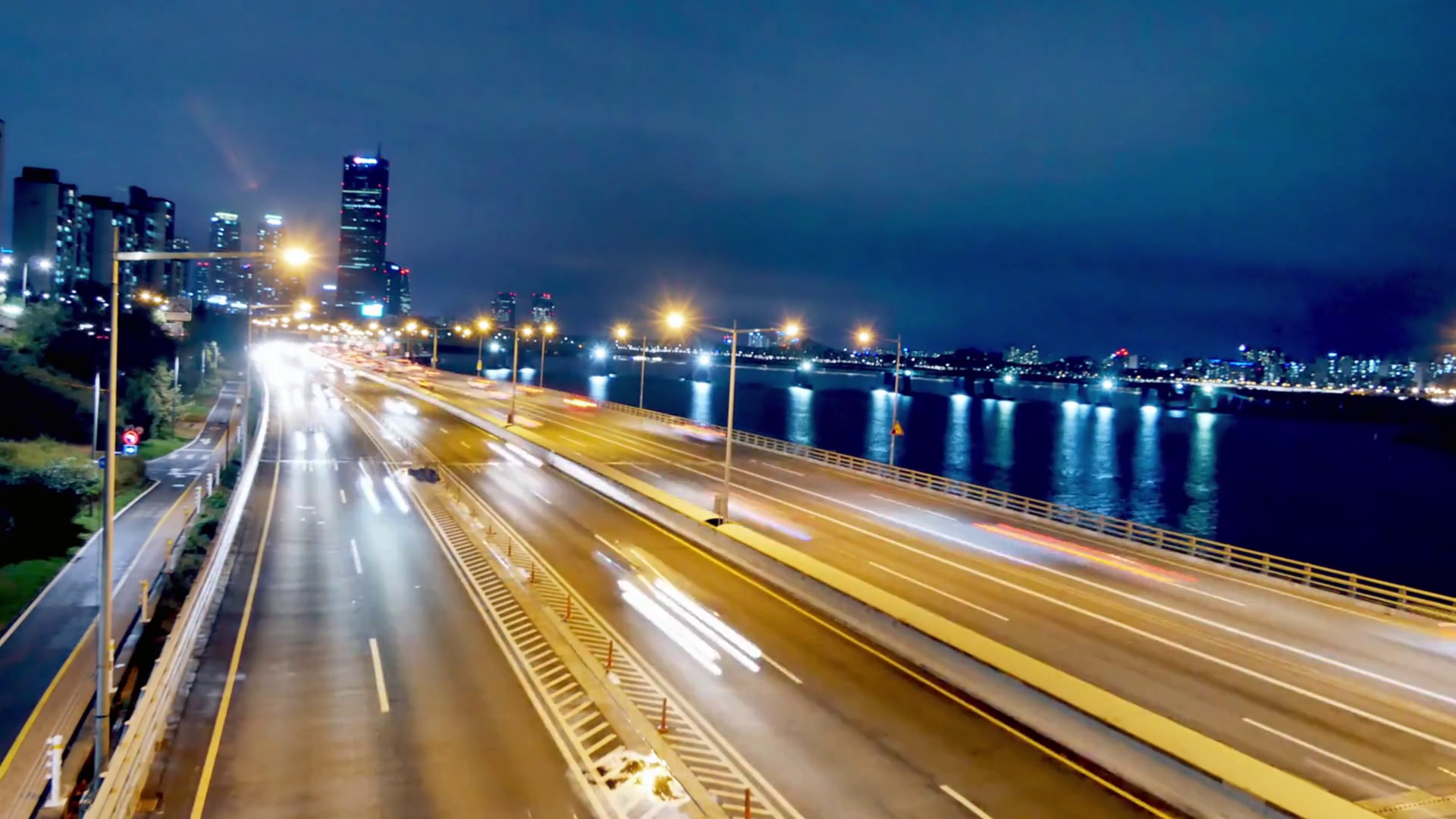 Night View Of Seoul City With Traffic Lights Stock Footage SBV ...