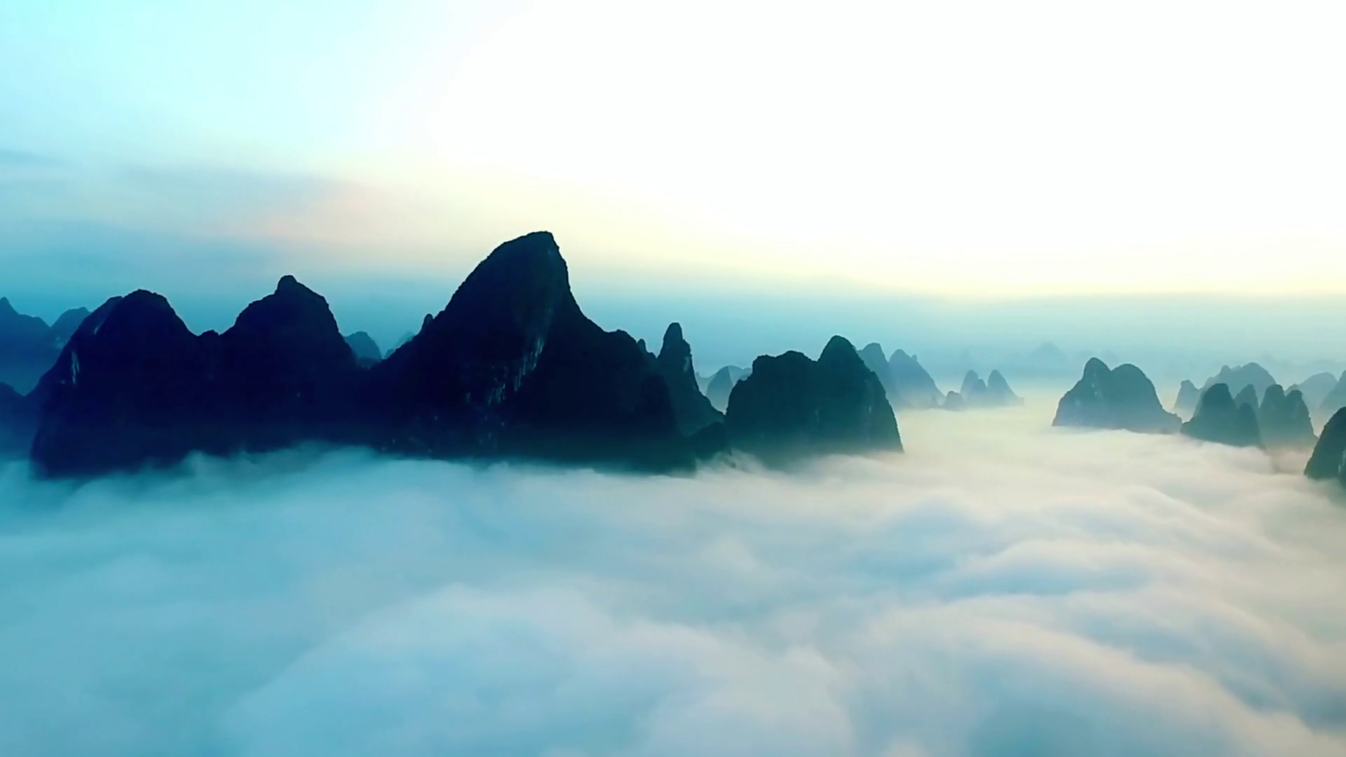 Mountains Rise Above Fog In Scenic Landscape Stock Footage SBV ...
