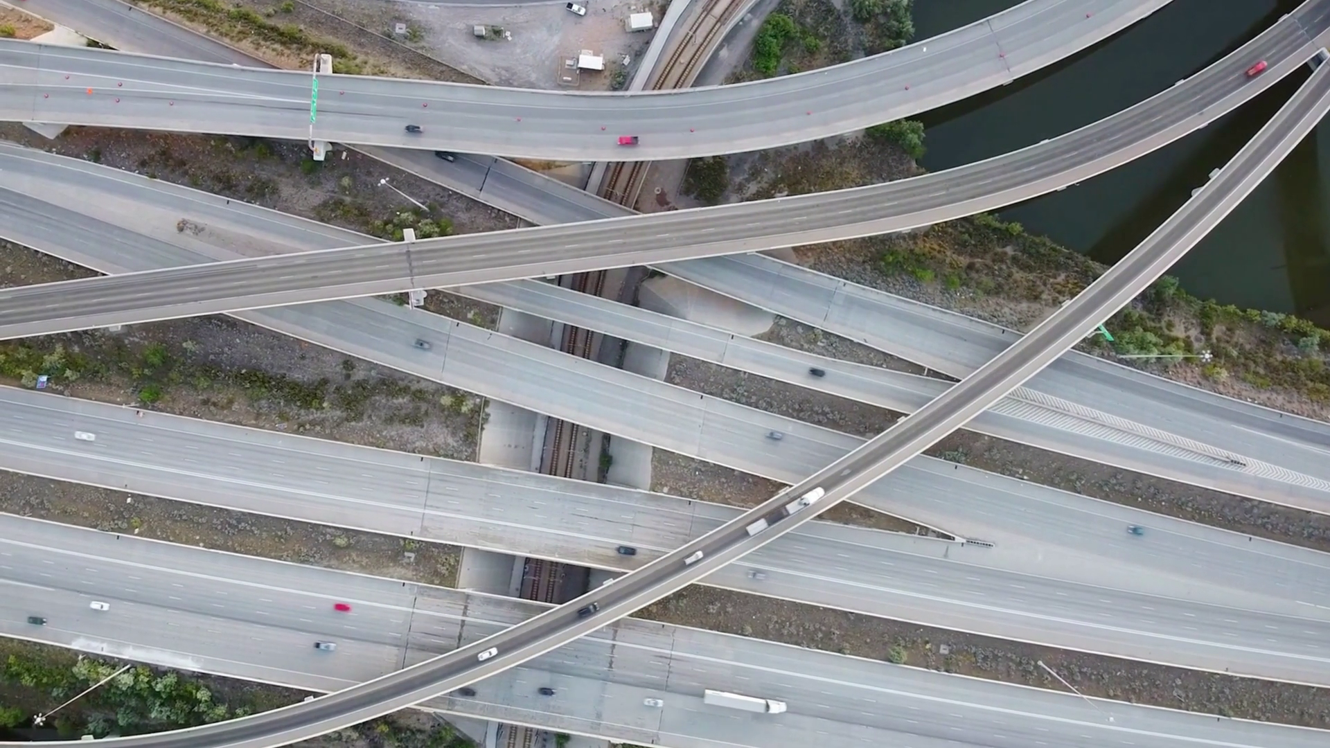 Aerial View Of Complex Highway Interchange Stock Footage SBV-352596811 ...