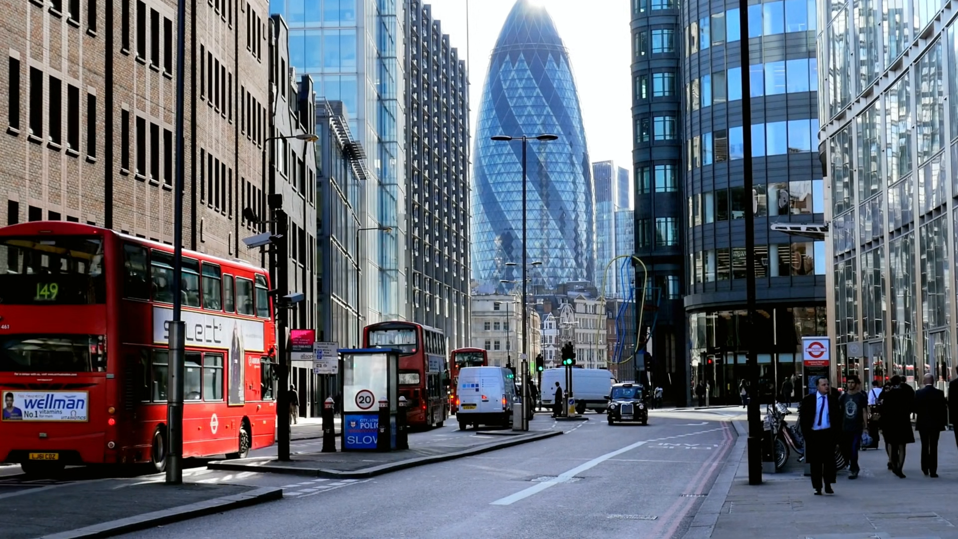 London Street Scene With Taxi Gherkin Stock Footage SBV-353626533 ...