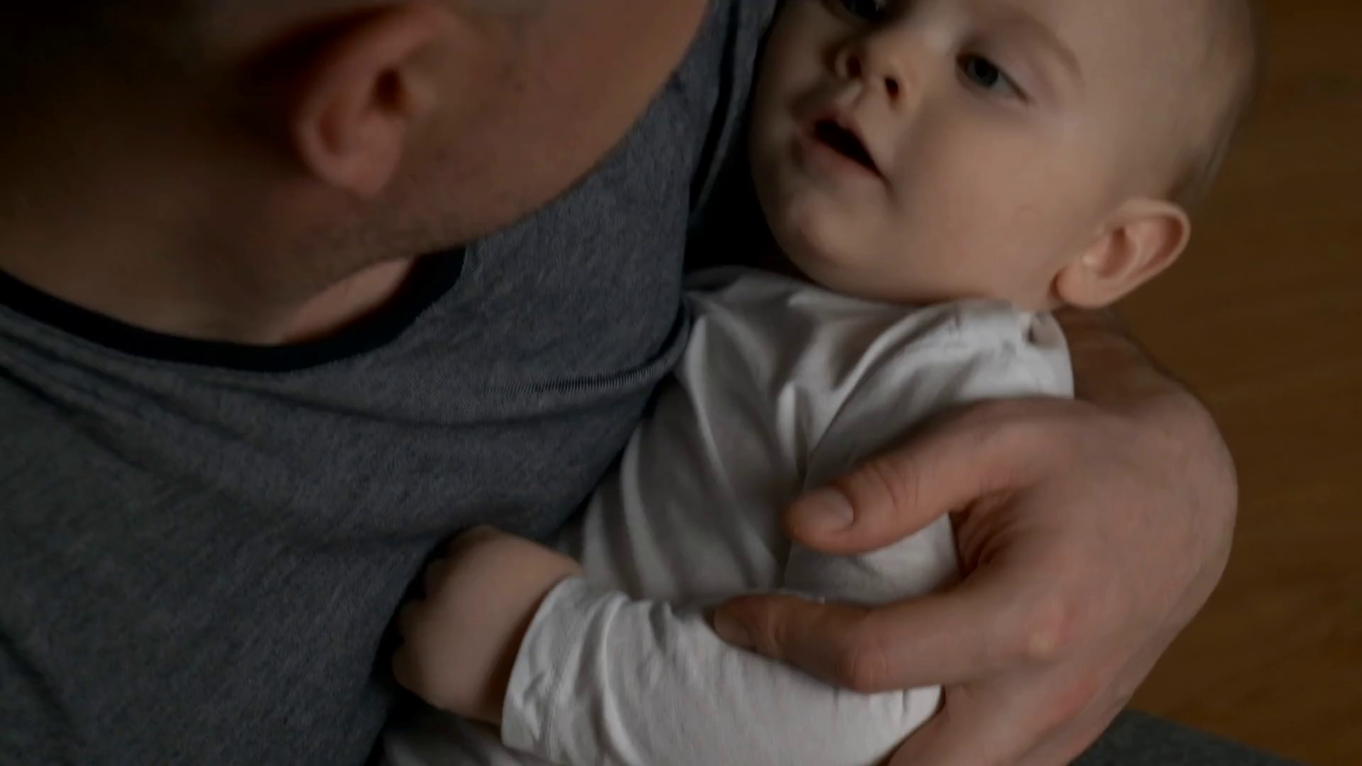 Father Hugging Lulling To Sleep Little Son Stock Footage SBV-348457079 ...