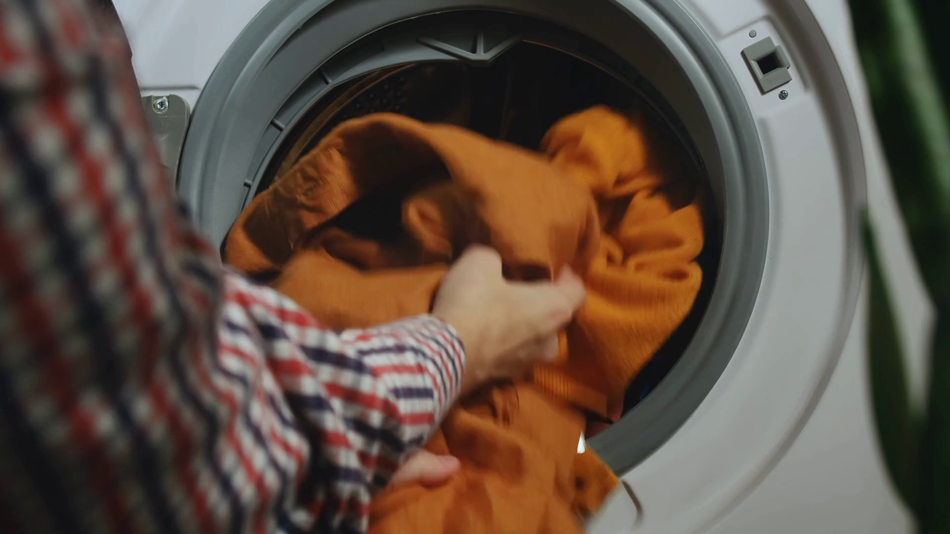 Washing Clothes Woman Using Washing Machine Stock Footage SBV-348591708 ...