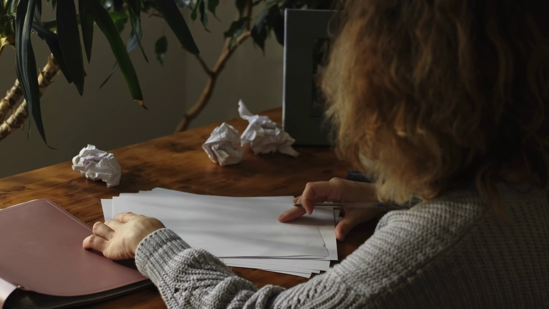 Writer Working At Home Young Woman Writes Stock Footage SBV-348710094 ...