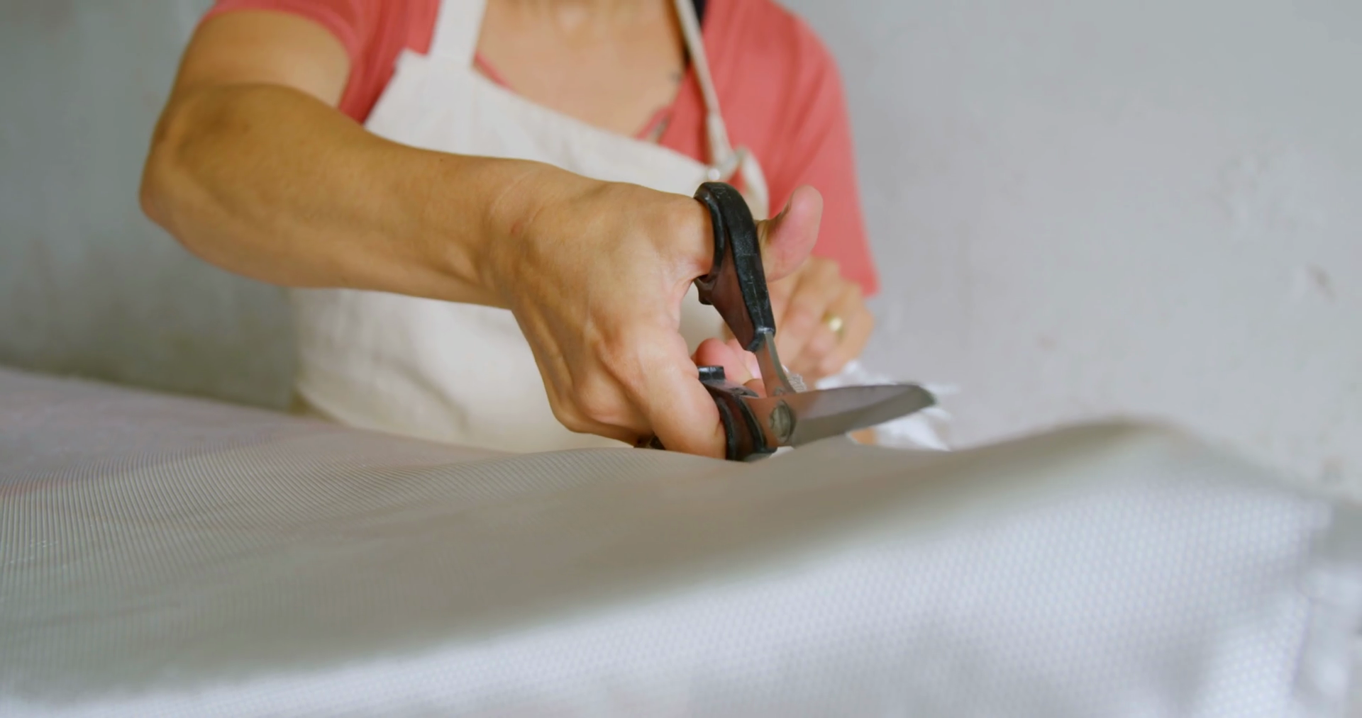 Woman Cutting Fabric Surfboard 4k Stock Footage SBV-346574767 - Storyblocks