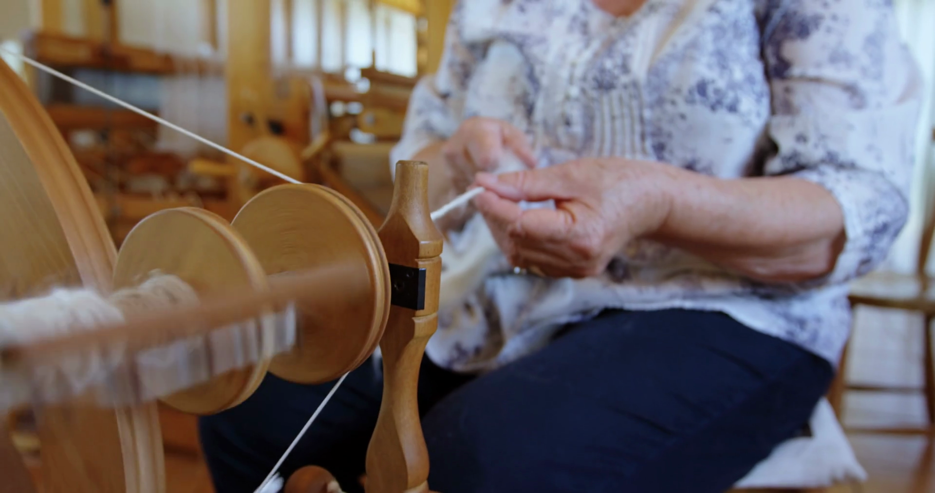 Senior Woman Pulling Out Thread Making Yarn Stock Footage SBV-346575182 ...