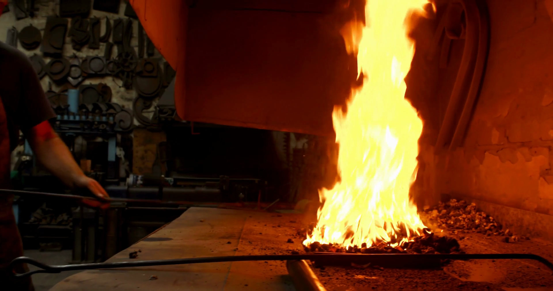 Blacksmith Heating Metal Rod In Fire 4k Stock Footage SBV-346577207 ...